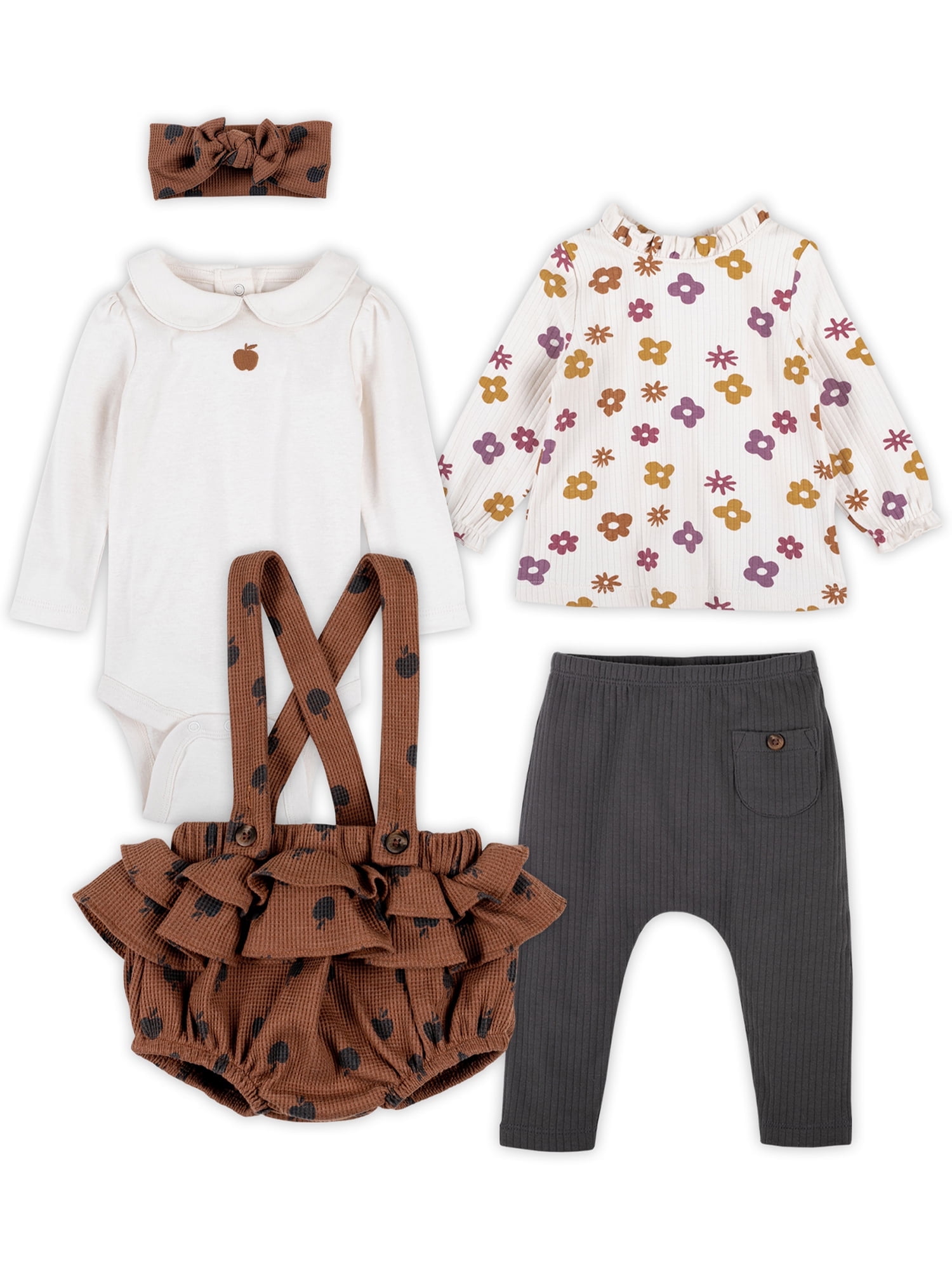 Little Star 100% Organic Cotton 5 Piece Baby Girl Outfit Set - Walmart.com