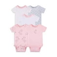 Little Star Organic Baby Girl 5Pk Short Sleeve Bodysuits, Size Newborn ...