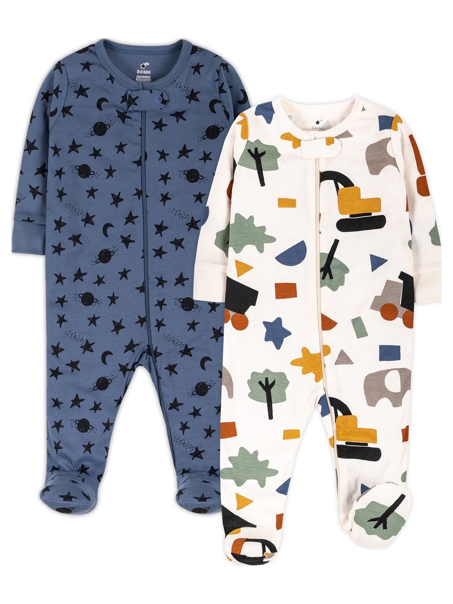 Little Star Organic Baby Unisex Sleep 'N Play Footed Pajamas, 2-Pack ...