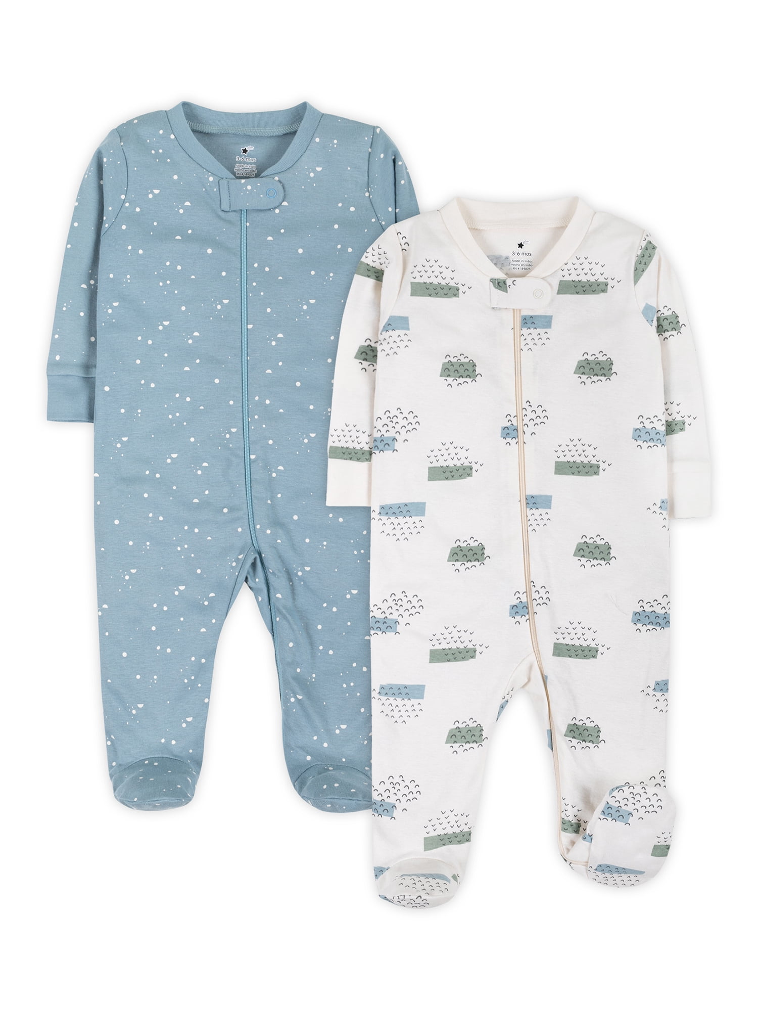 Little Star Organic Baby Unisex Sleep 'N Play Footed Pajamas, 2-Pack ...