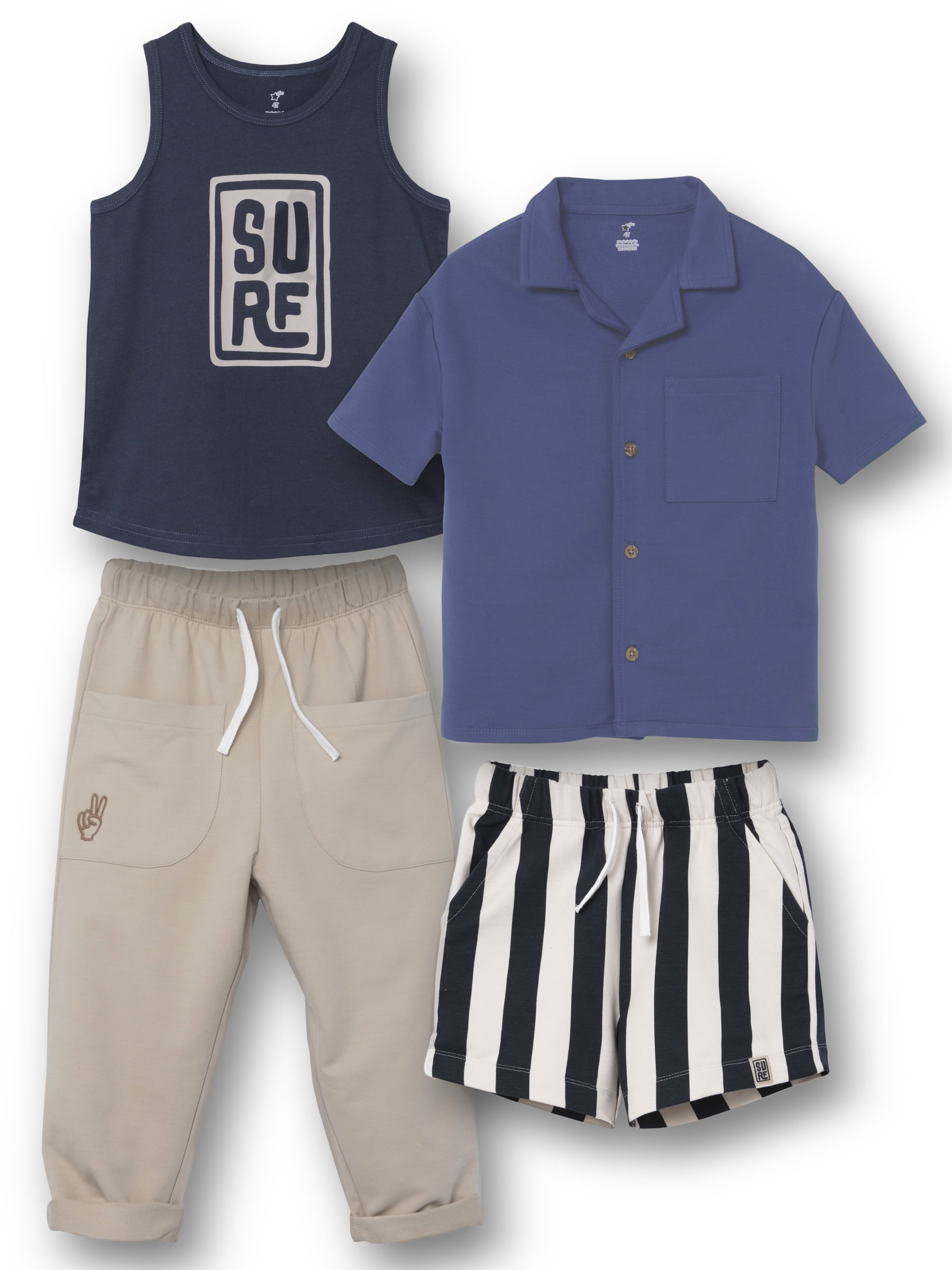 Little Star Organic Boys 4Pc Mix & Match Bundle Set, Sizes 6-10 ...
