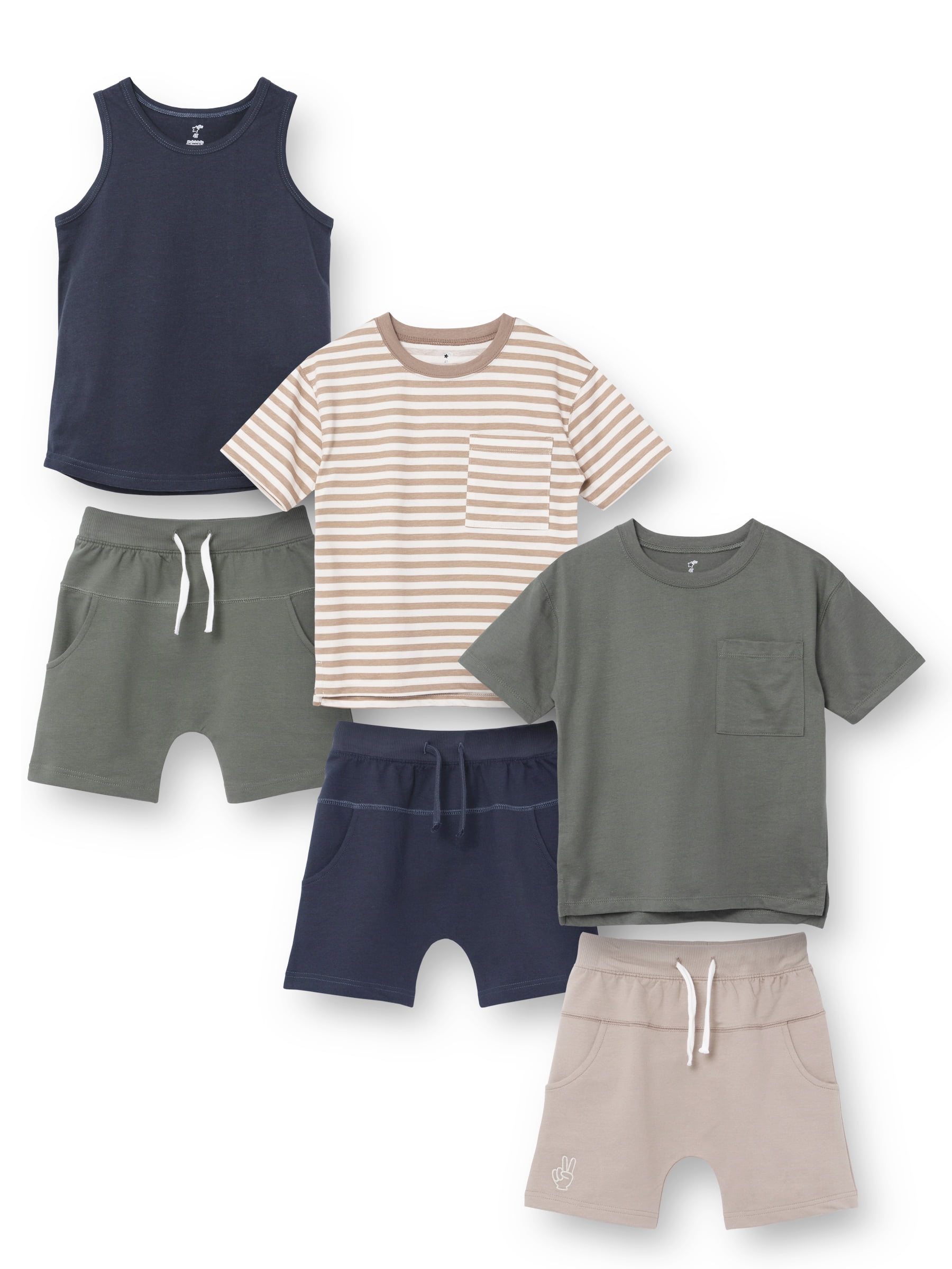 Little Star Organic Boys 6Pc Mix & Match Bundle Set, Sizes 6-10 ...