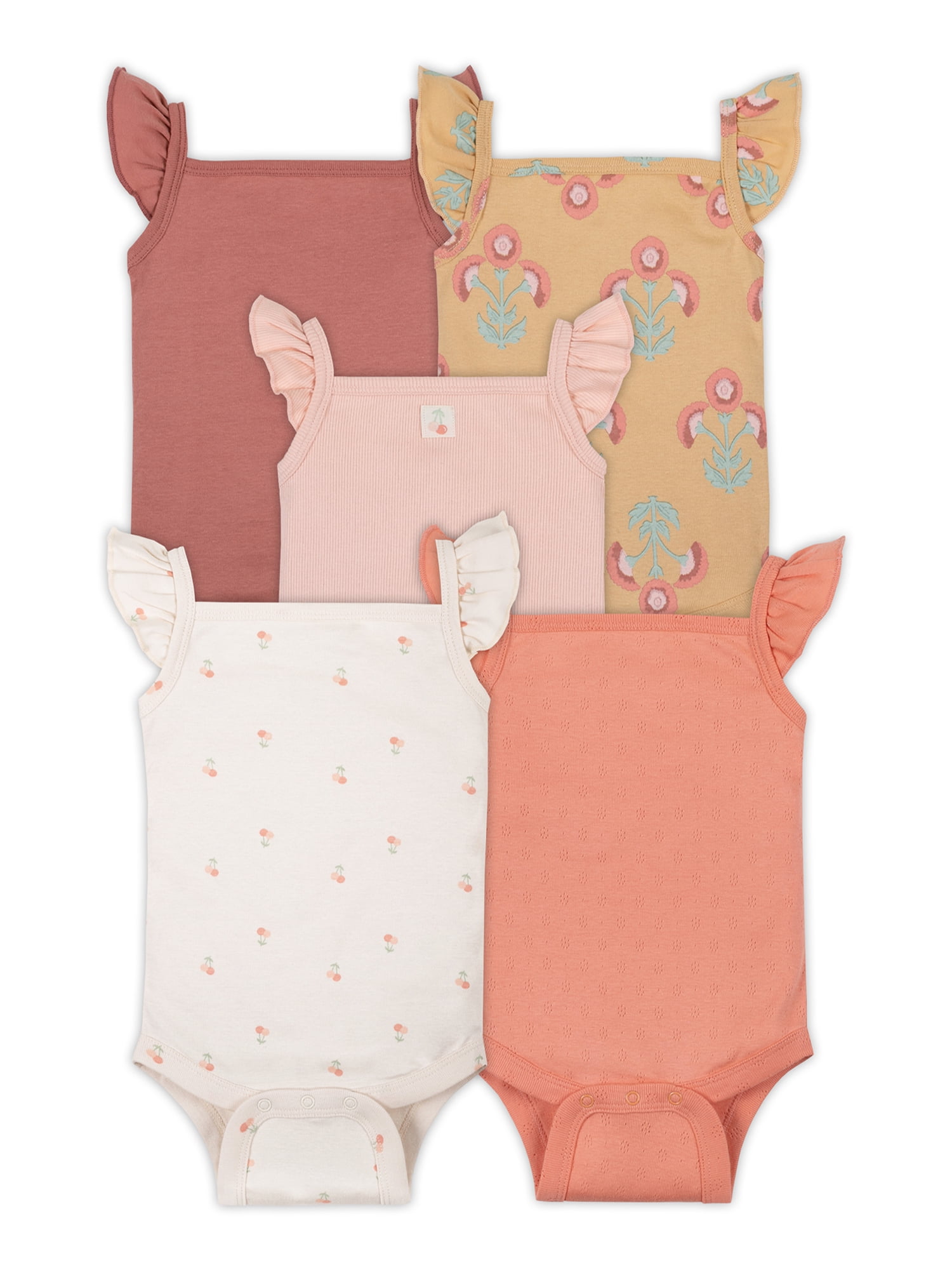 Little Star Organic LSO 5PK Girls Infant Tank Bodysuits, Sizes NB-24M ...