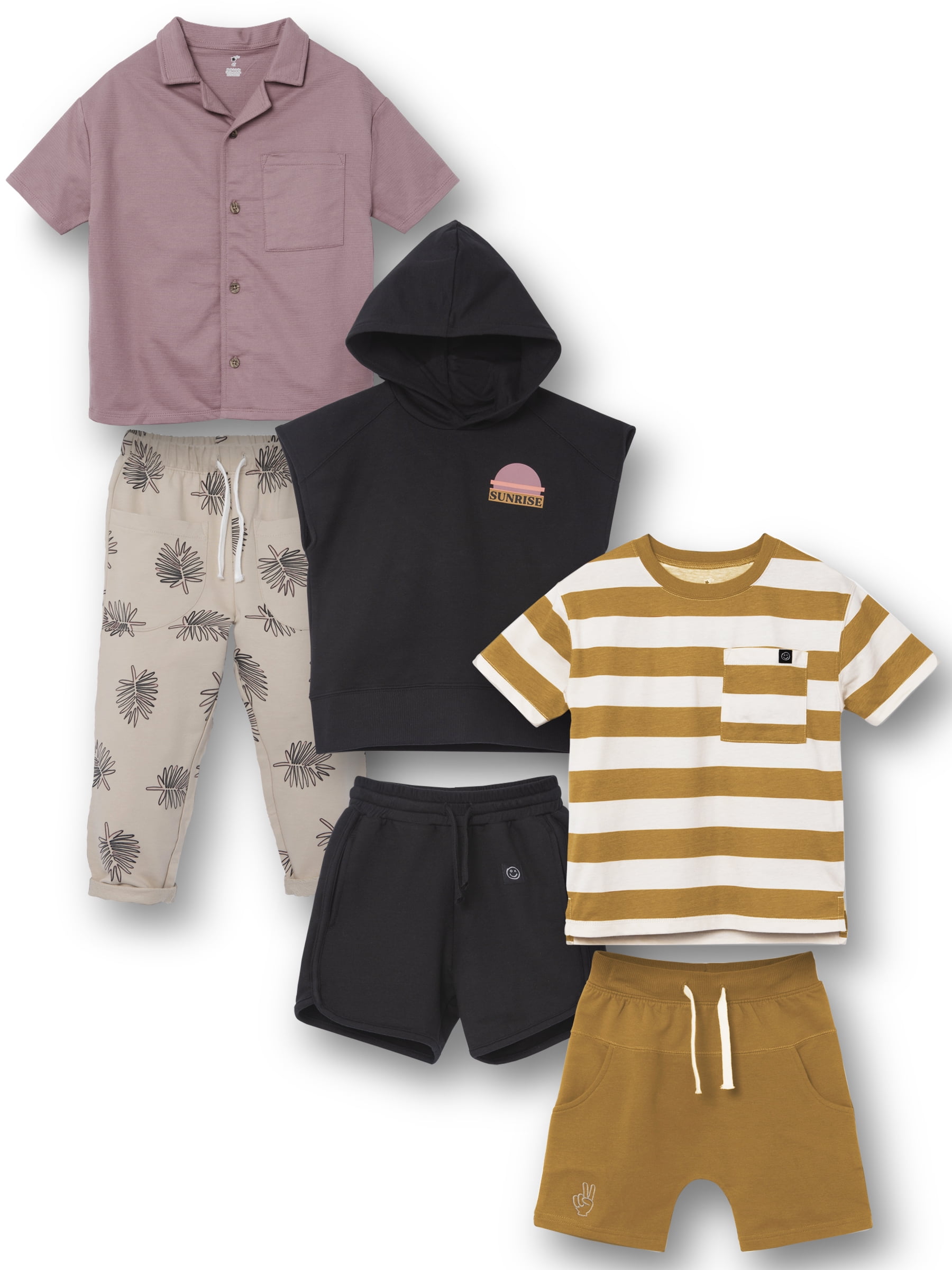 Little Star Organic Toddler Boys 6Pc Mix & Match Bundle Set, Sizes 12M ...