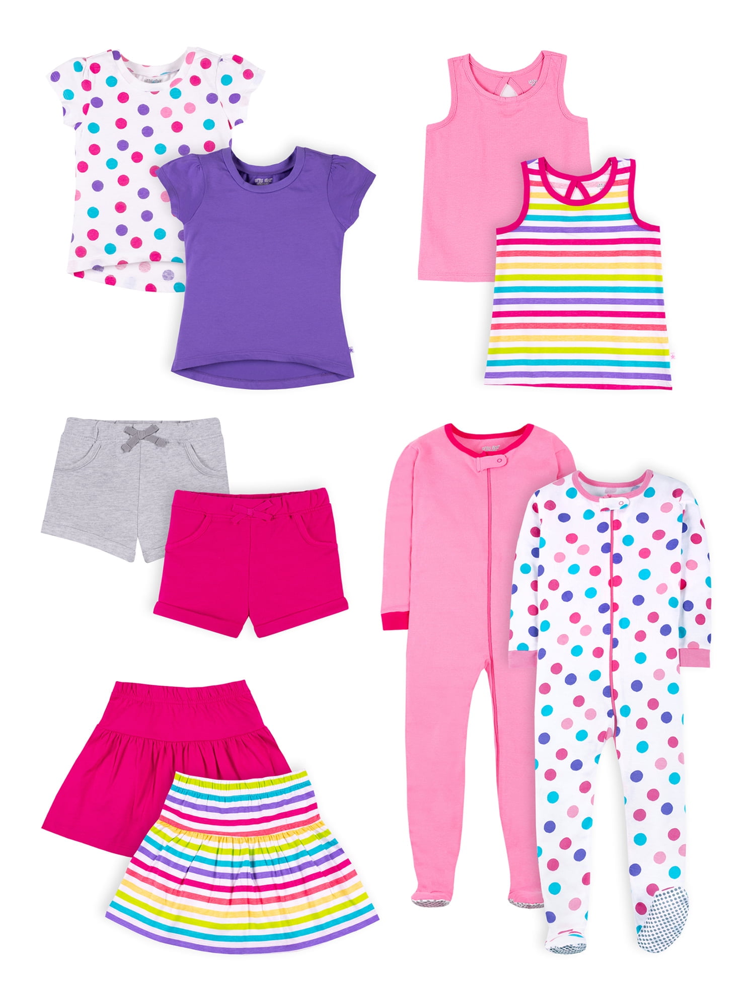 Little Star 100% Organic Cotton 10Pc Toddler Girl Mix & Match Set ...