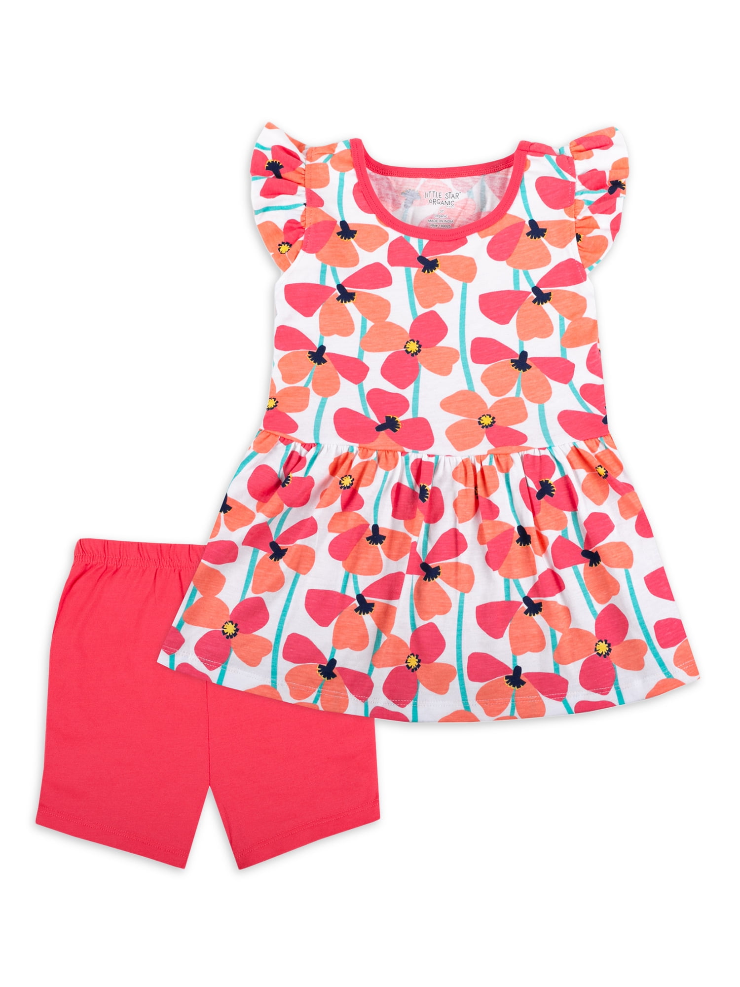 Little Star Organic Toddler Girl 2Pc Outfit Set, Size 12M-5T - Walmart.com