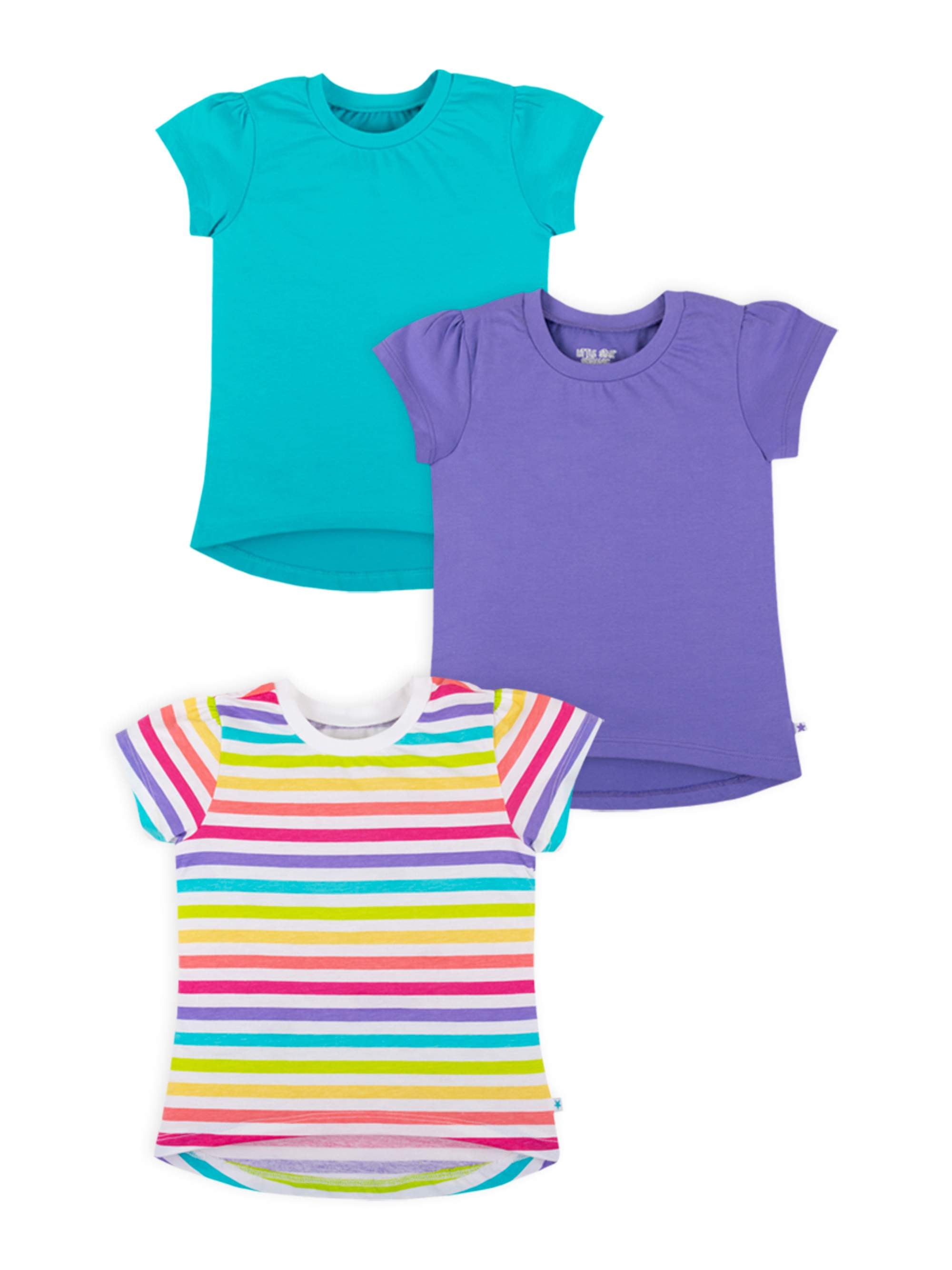 Little Star Organic Toddler Girl 3 Pack Short Sleeve T-Shirts, Size 9M ...