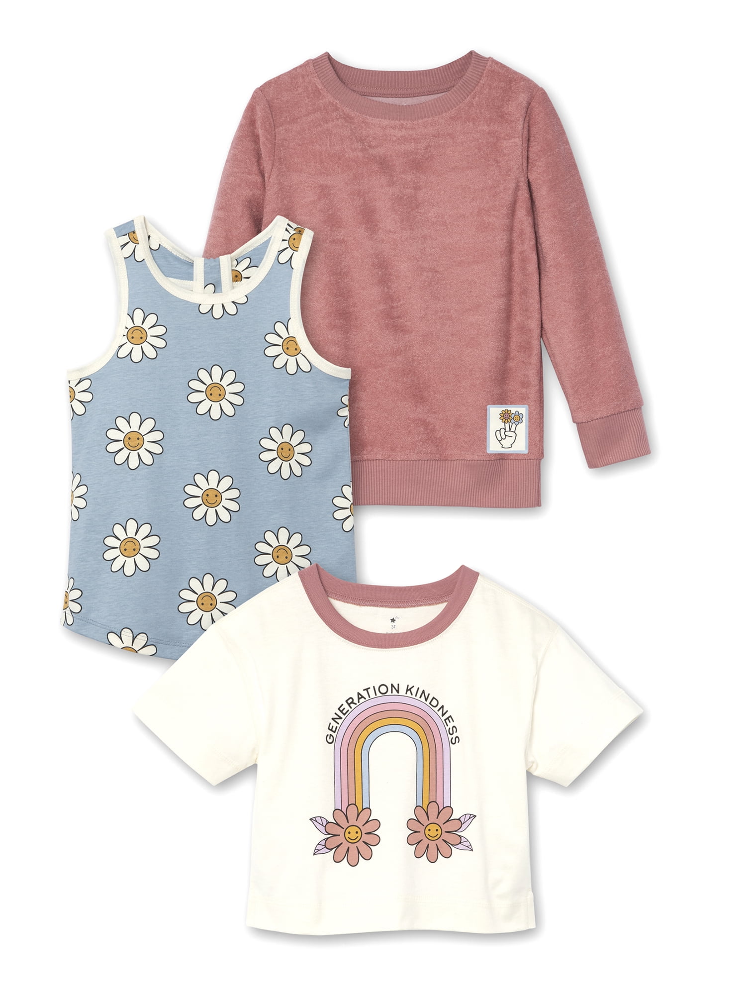 Little Star Organic Toddler Girl 3Pc Tops, 12M-5T - Walmart.com