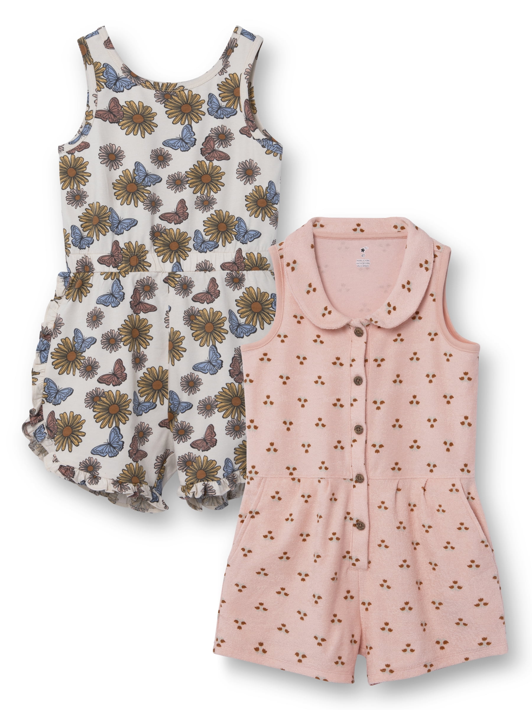 Little Star Organic Toddler Girls Rompers 2 Pack, Organic Cotton, Size ...