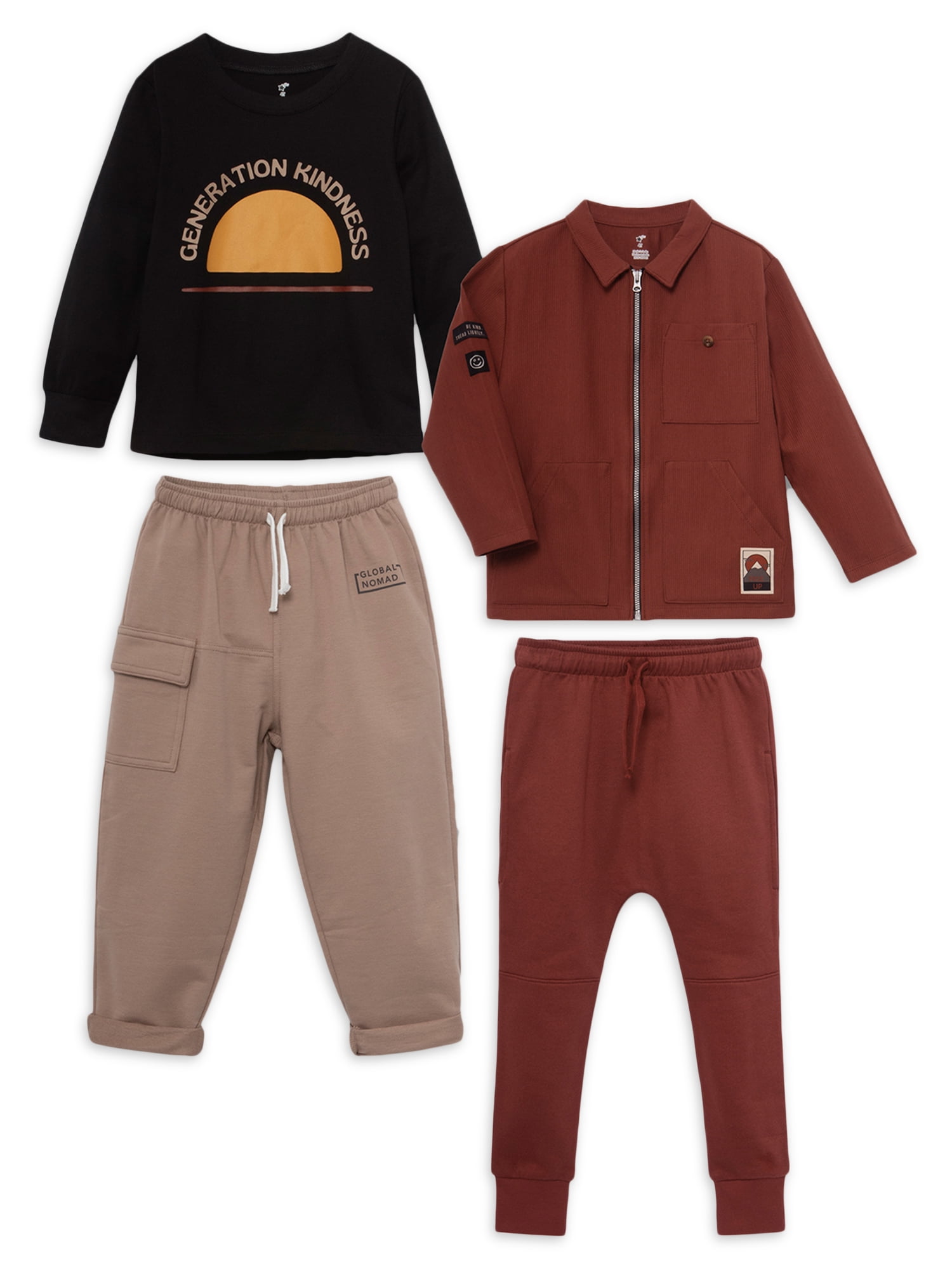Little Star Organic Toddler and Kids Boys Mix & Match Outfit Set, 4 ...