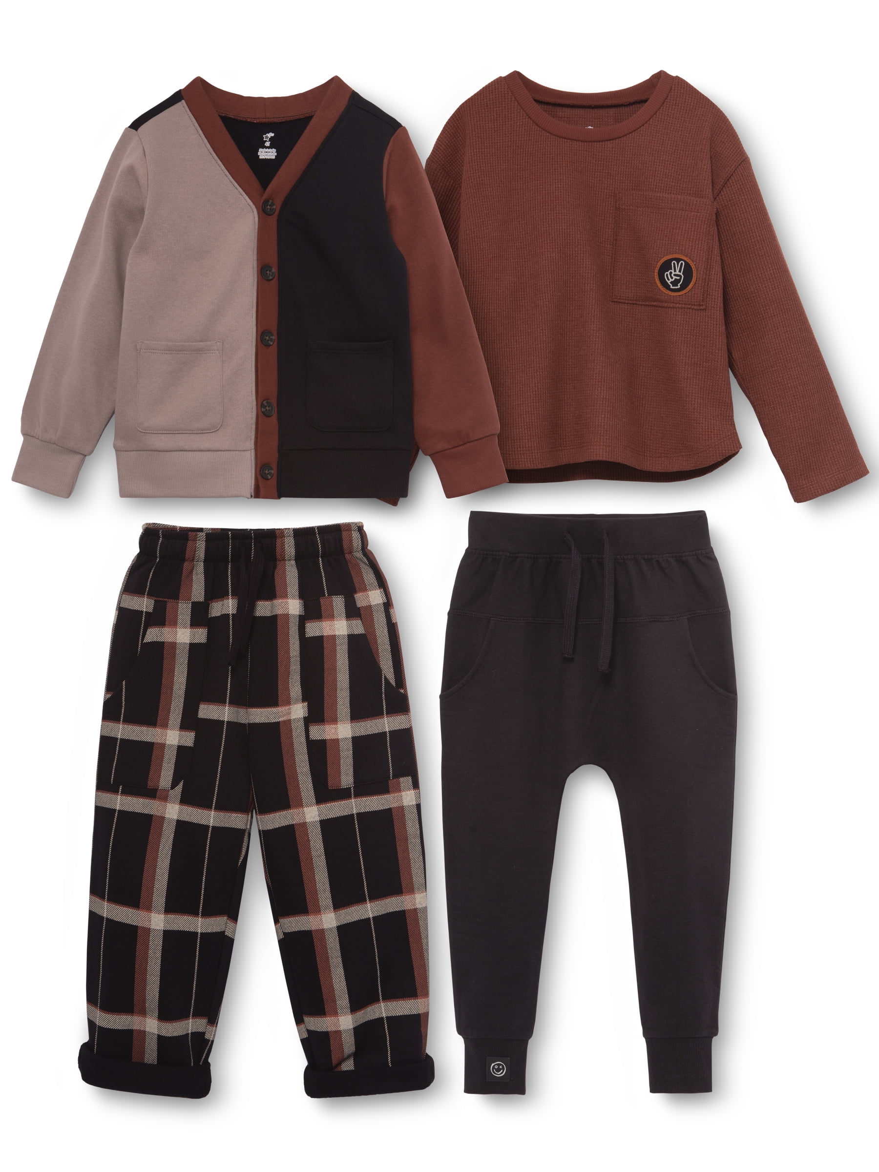 Little Star Organic Toddler and Kids Boys Mix & Match Outfit Set, 4 ...