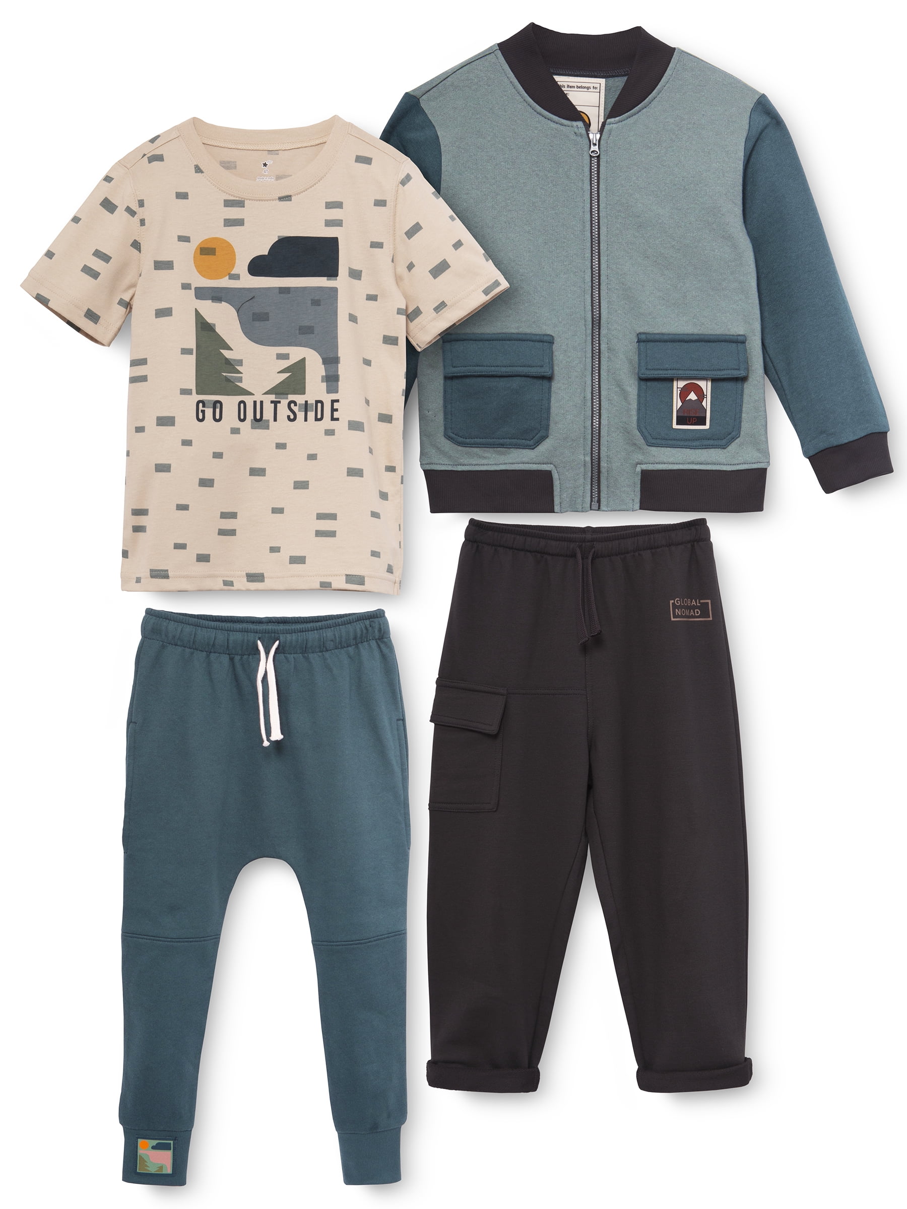 Little Star Organic Toddler and Kids Boys Mix & Match Outfit Set, 4 ...