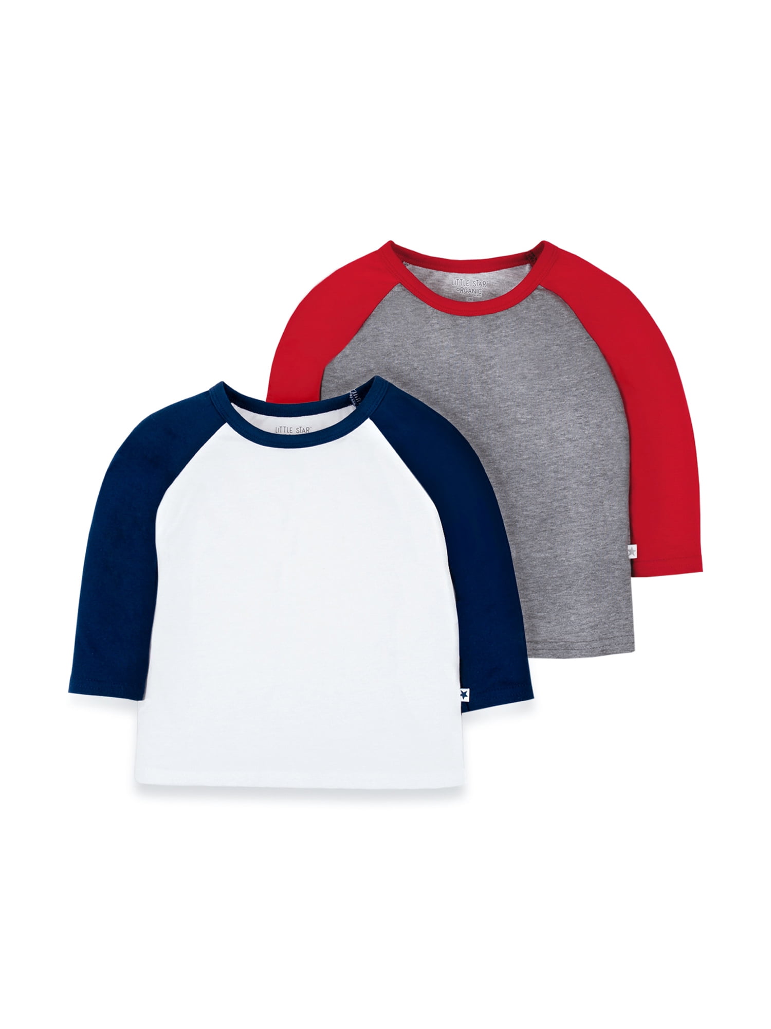 Little Star Toddler Boy 2 Pk Long Sleeve Raglan Tees, Size 9 Months ...