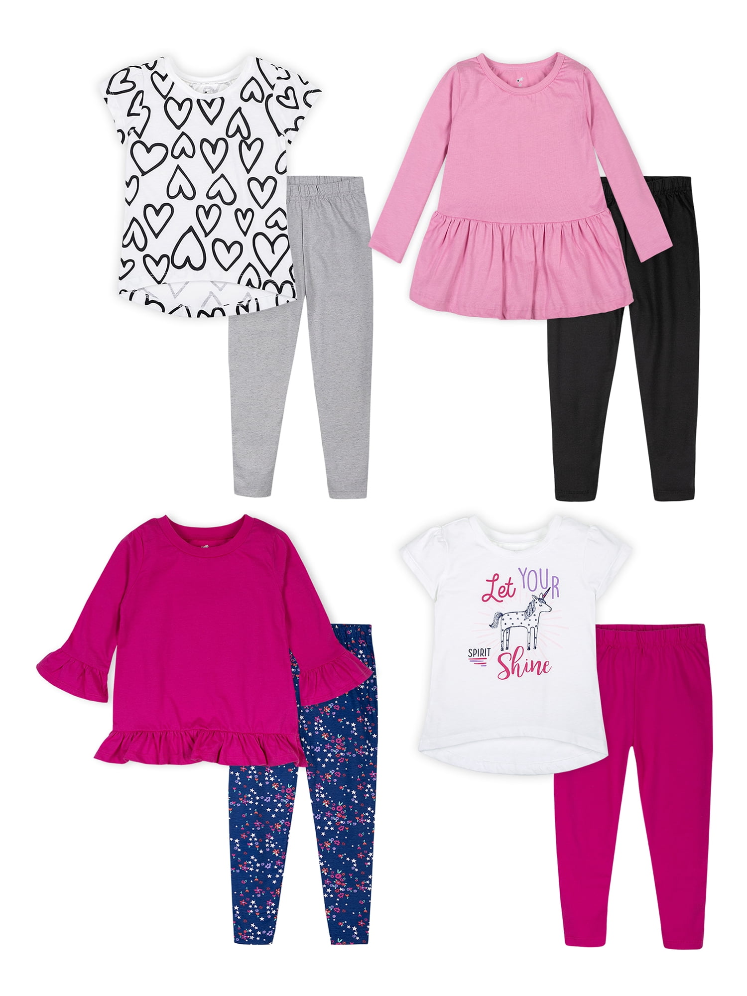 Little Star Toddler Girl 8 Pc Mix & Match Outfit Set, 12M-5T, Cotton ...