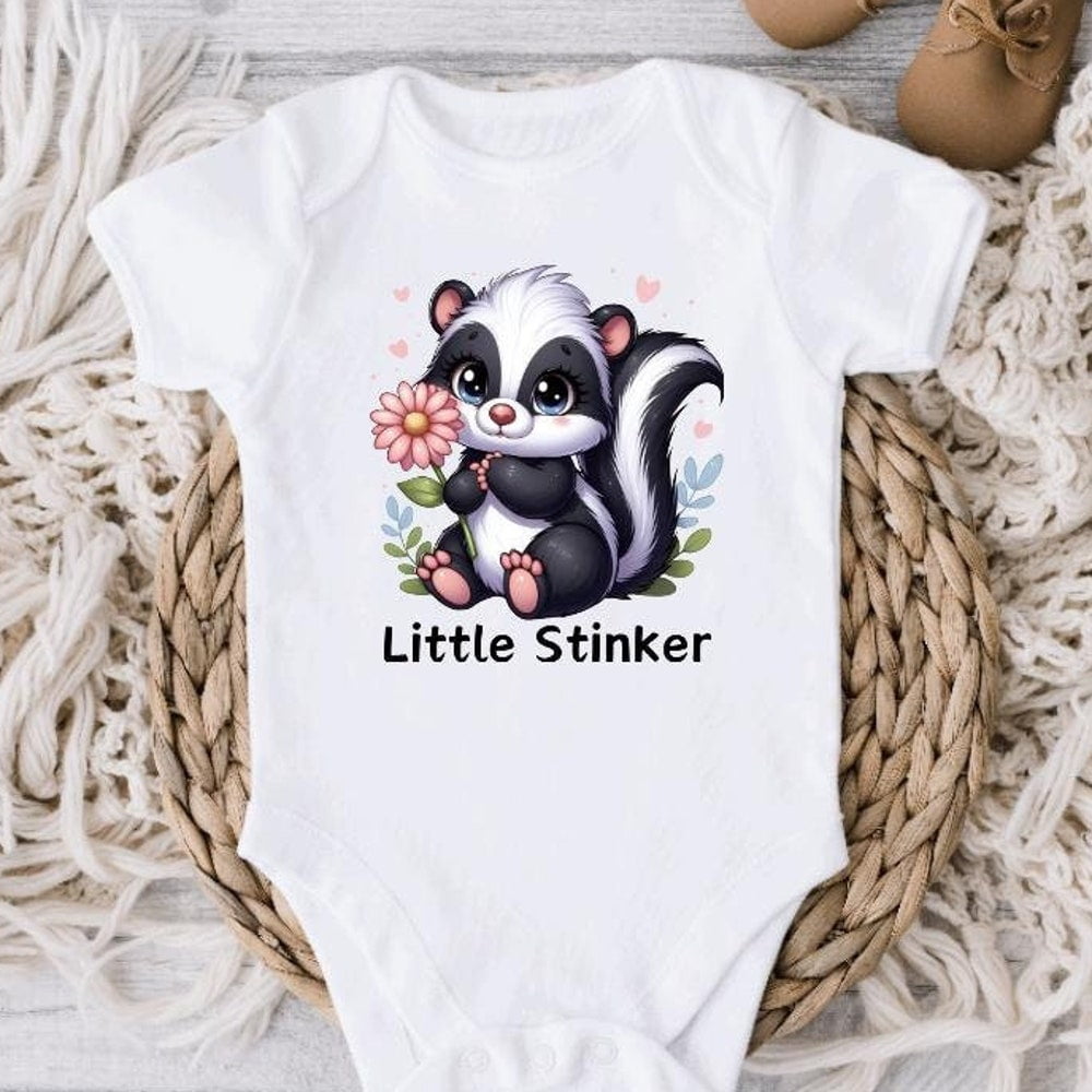 Little Stinker Skunk Cute Girls Baby Bodysuit, Newborn Baby Shower Gift ...