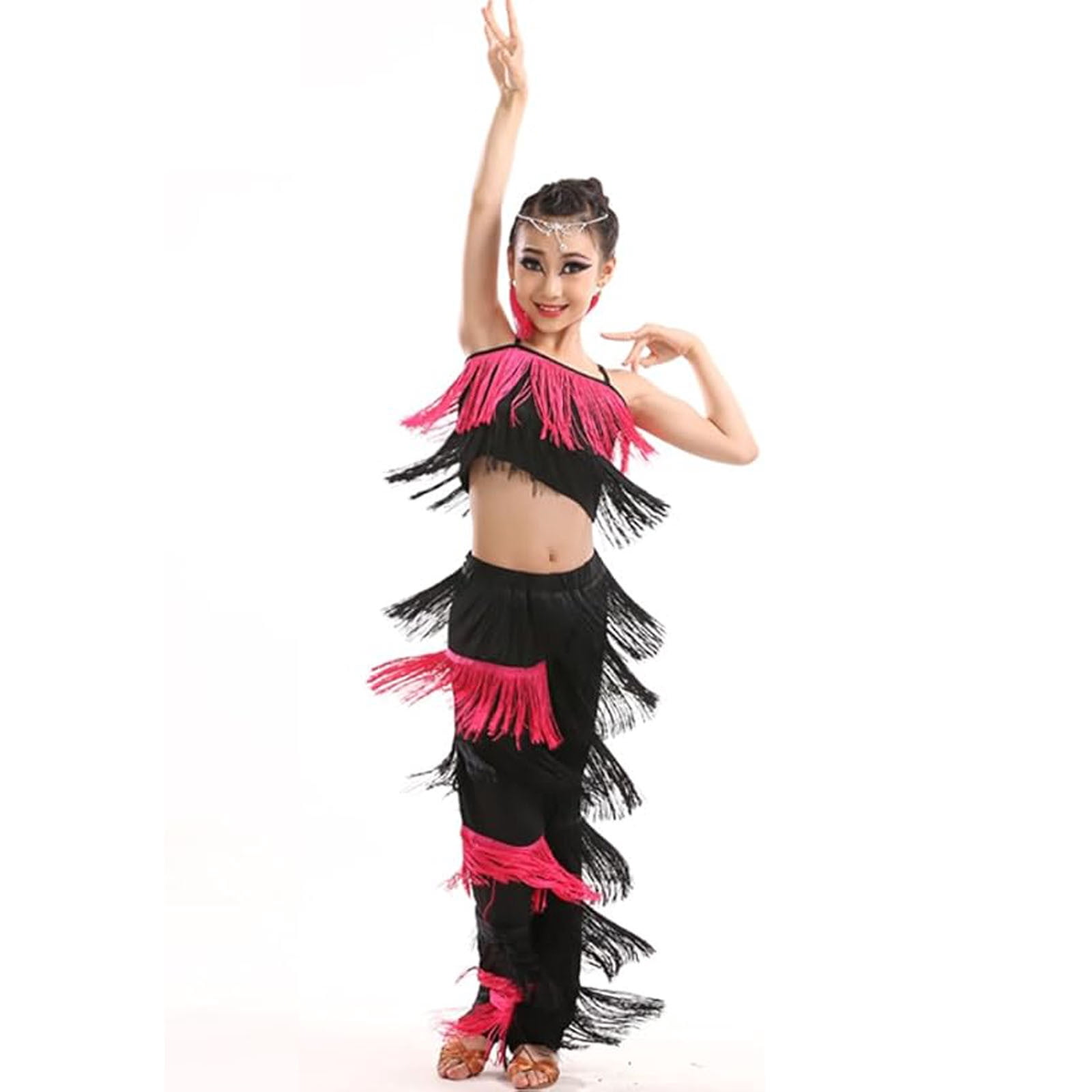Little Summer Outfits For Girls Two Piece Latin Ballroom Dance Tassel ...