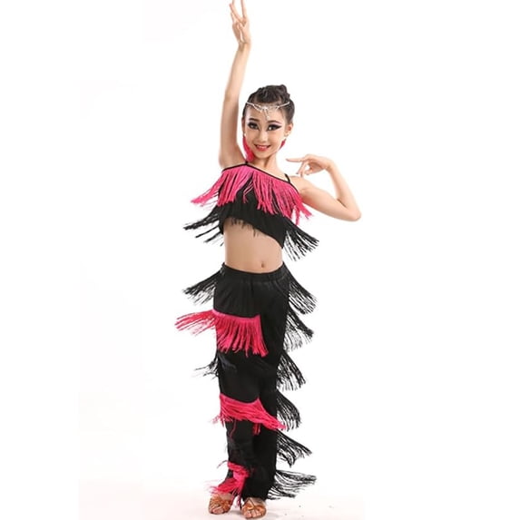 Little Summer Outfits For Girls Two Piece Latin Ballroom Dance Tassel ...