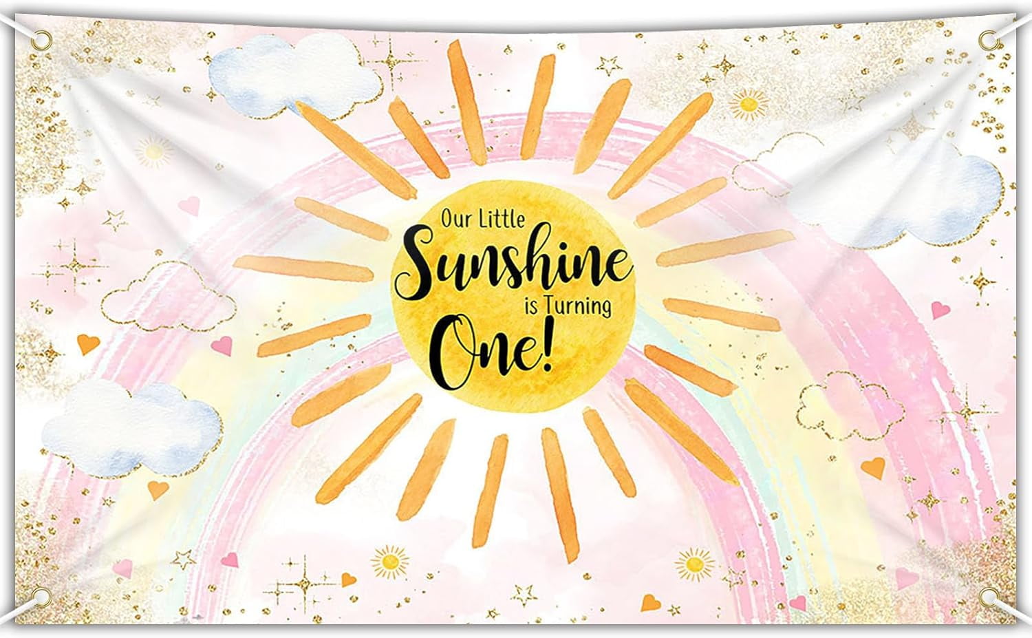 Our Little Sunshine is Turning One Birthday Backdrop Girls 1st Birthday ...
