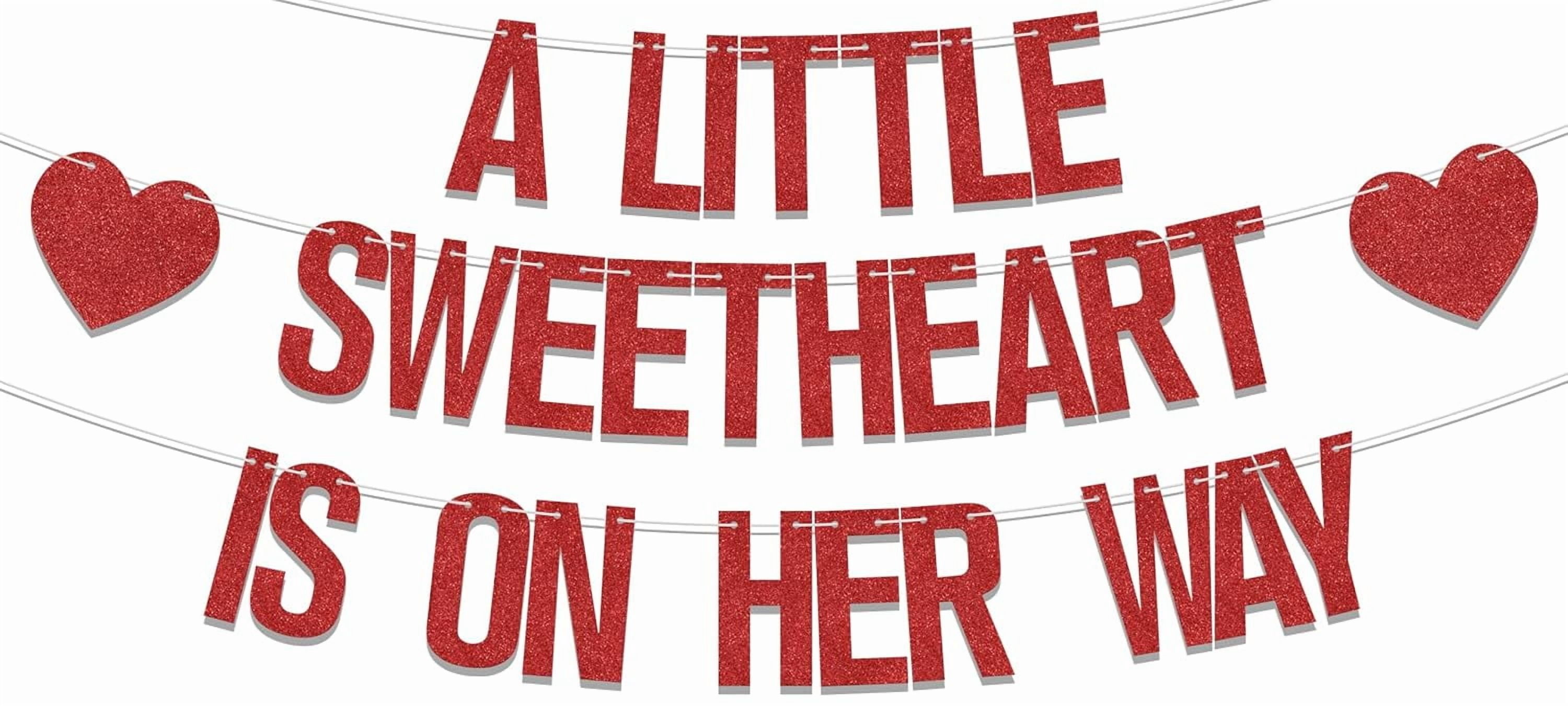 A Little Sweetheart Is on Her Way Banner, Valentine's Day Baby Shower ...