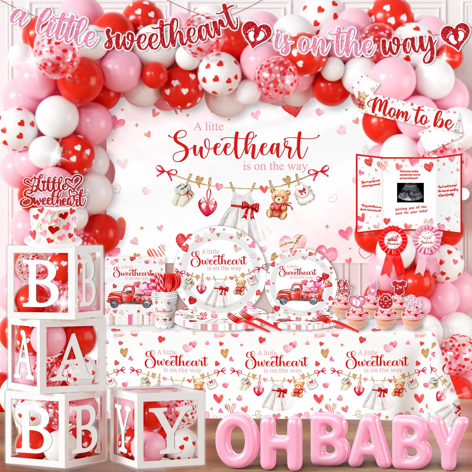 A Little Sweetheart is On The Way Decorations - 267Pcs Valentines Day ...