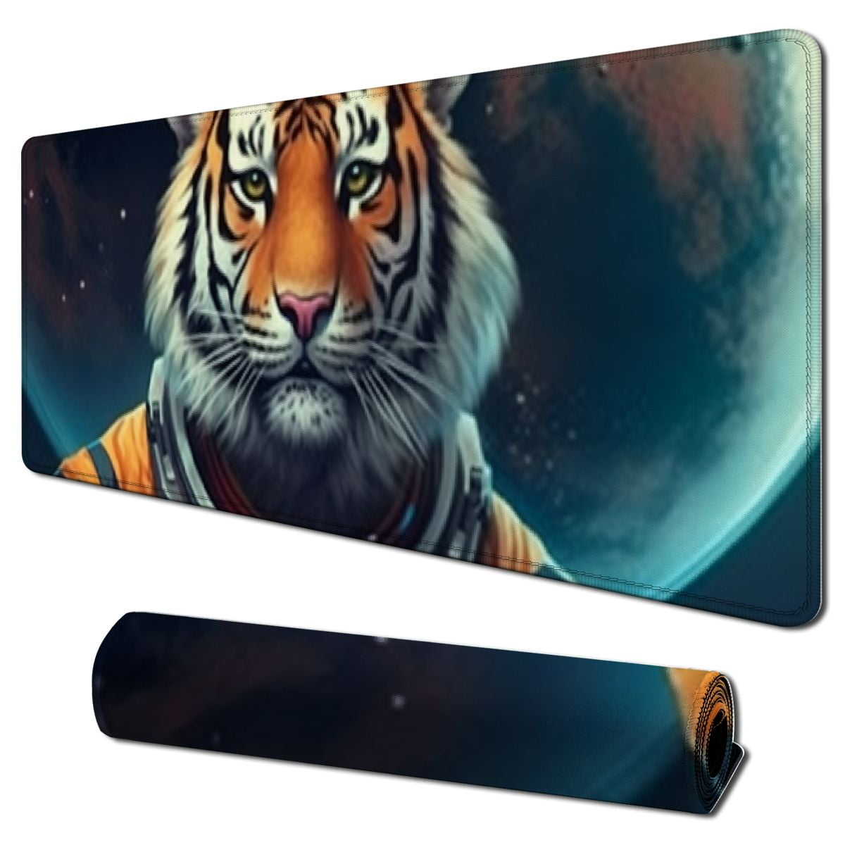 Little Tiger In Space Pattern Large Office Gaming Mouse Pad Strong Adhesion And Durability