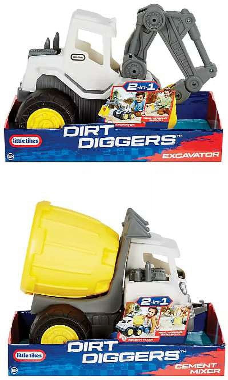 Little Tikes Dirt Diggers Cement Mixer & Excavator Vehicle 2-Pack (2-in ...