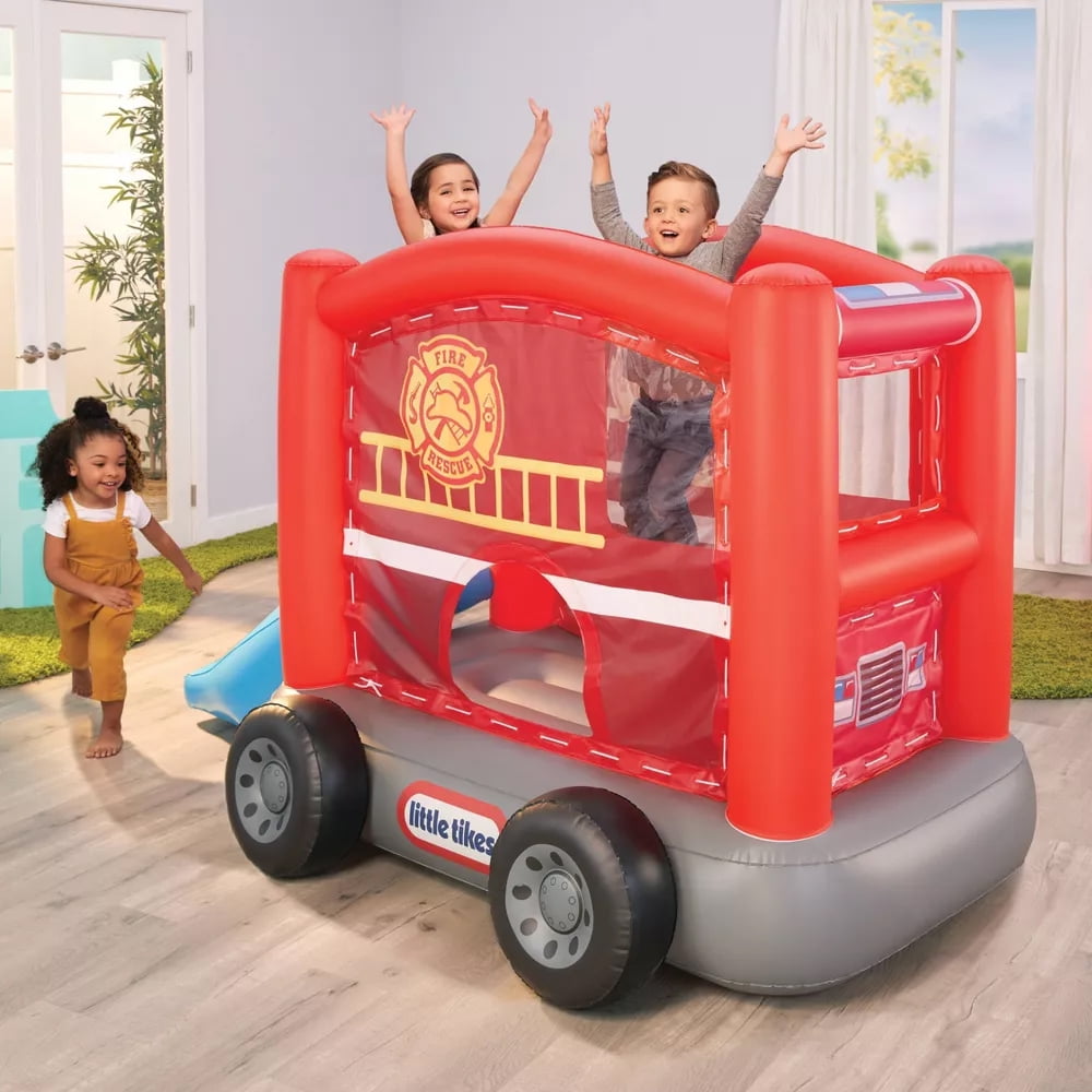 Little Tikes Fun Fire Truck Inflatable Bouncy Blow Bouncer - Walmart.com