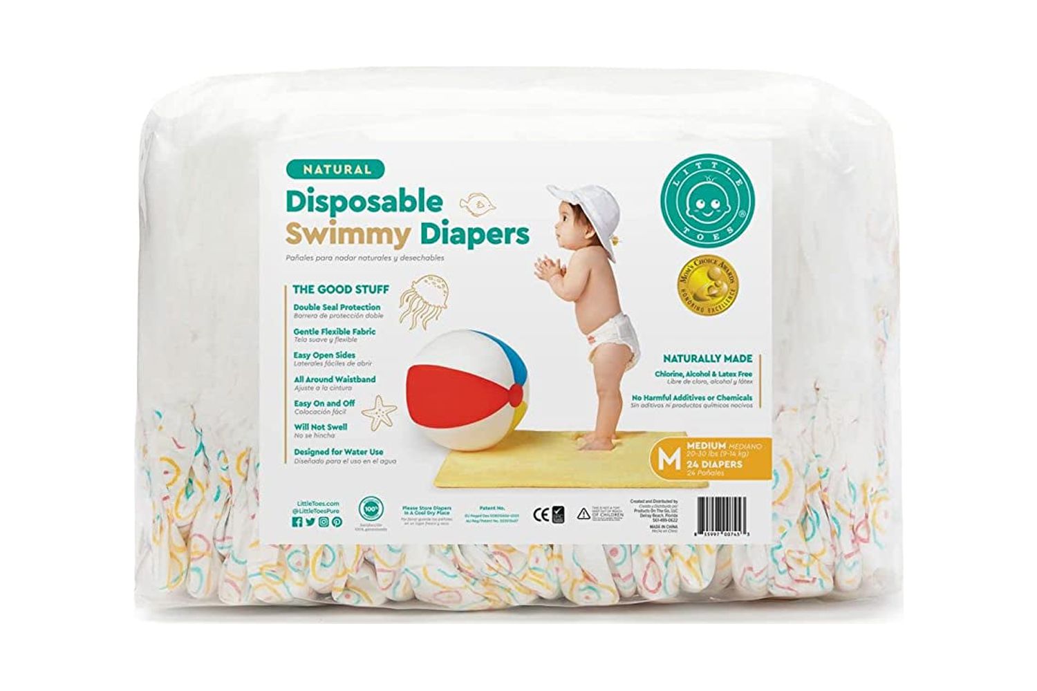 Little Toes Natural Disposable Swimmy Baby Diapers, Small (Pack of 12 ...