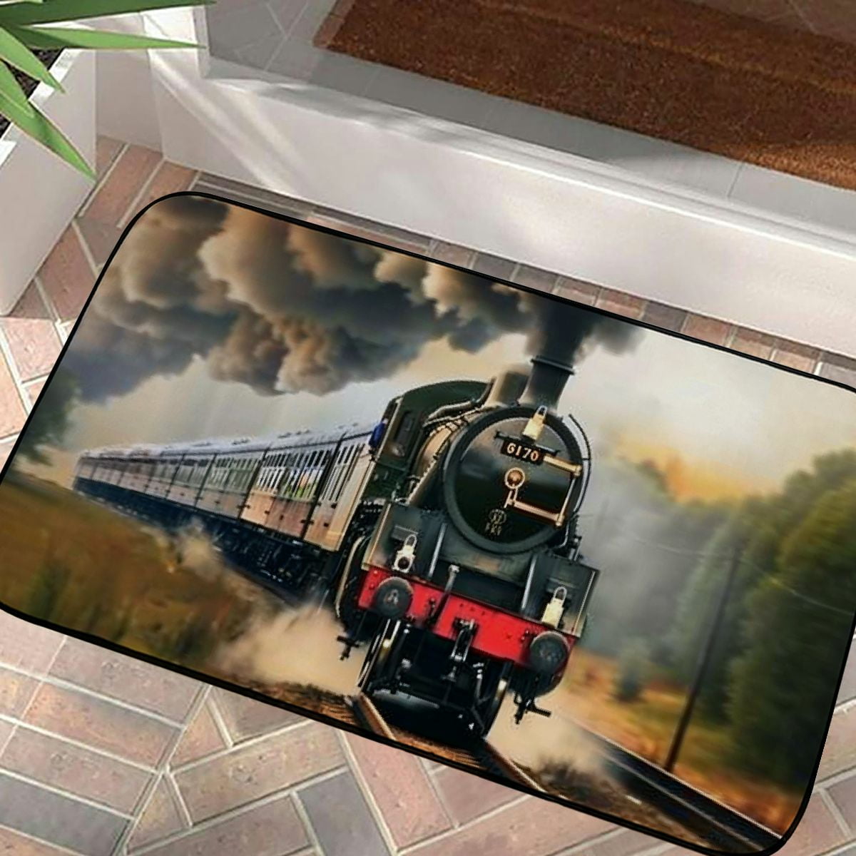 Little Train Print Doormat,Entry Mat/Garage, Patio Entrance Mat/Welcome ...