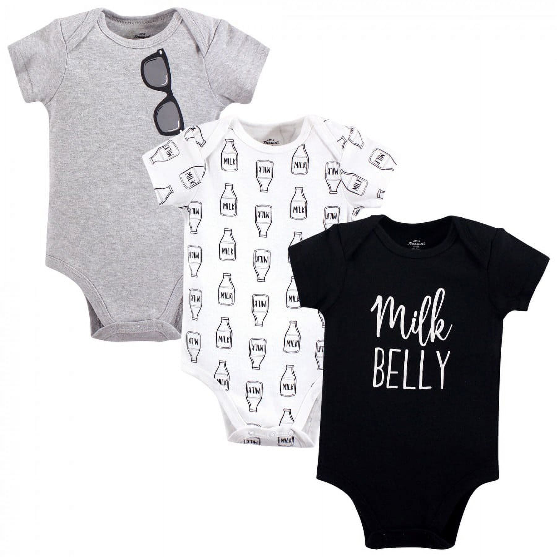 Little Treasure Baby Boy Cotton Bodysuits 3pk, Milk Belly, 0-3 Months ...