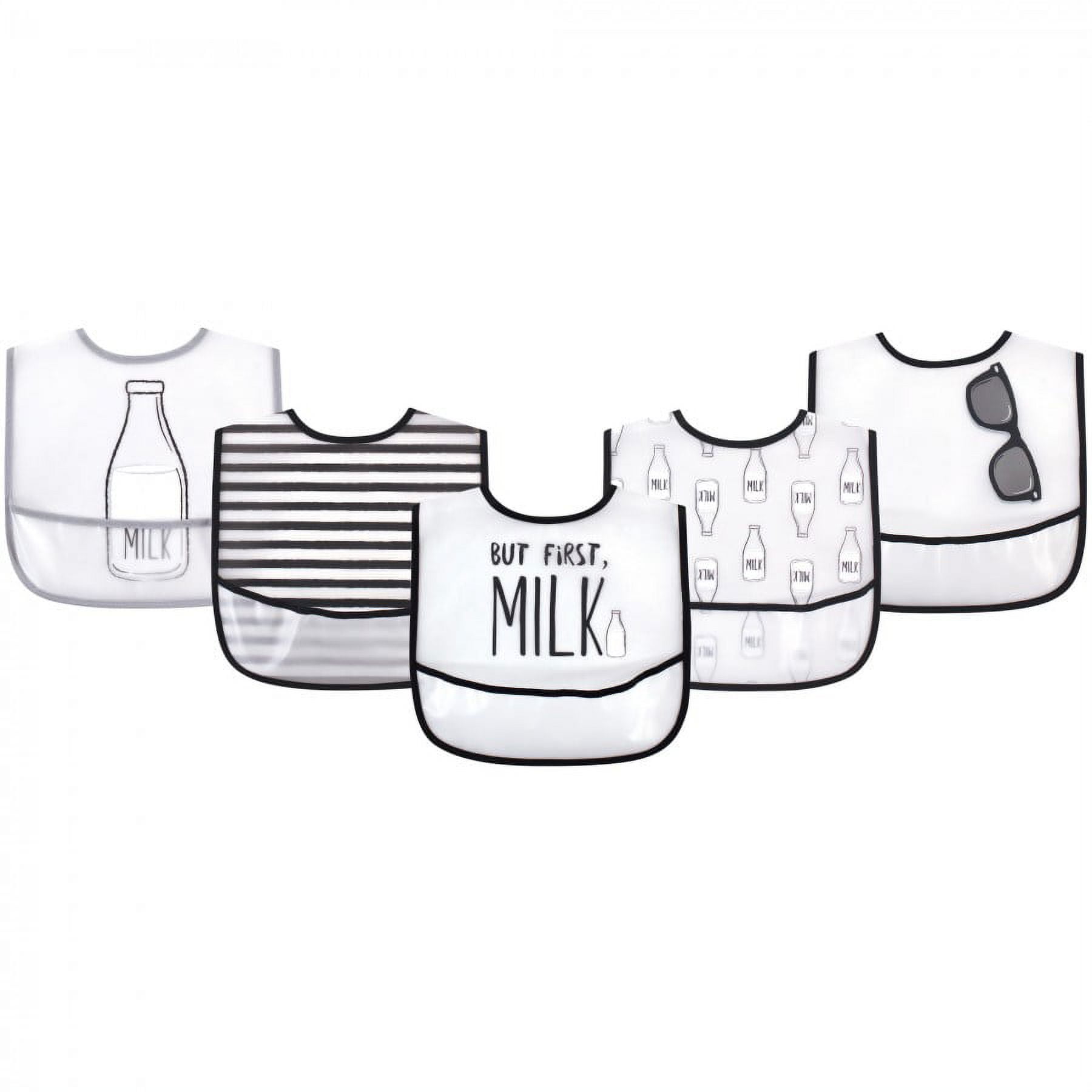 Little Treasure Baby Boy Waterproof PEVA Bibs 5pk, But First Milk, One ...