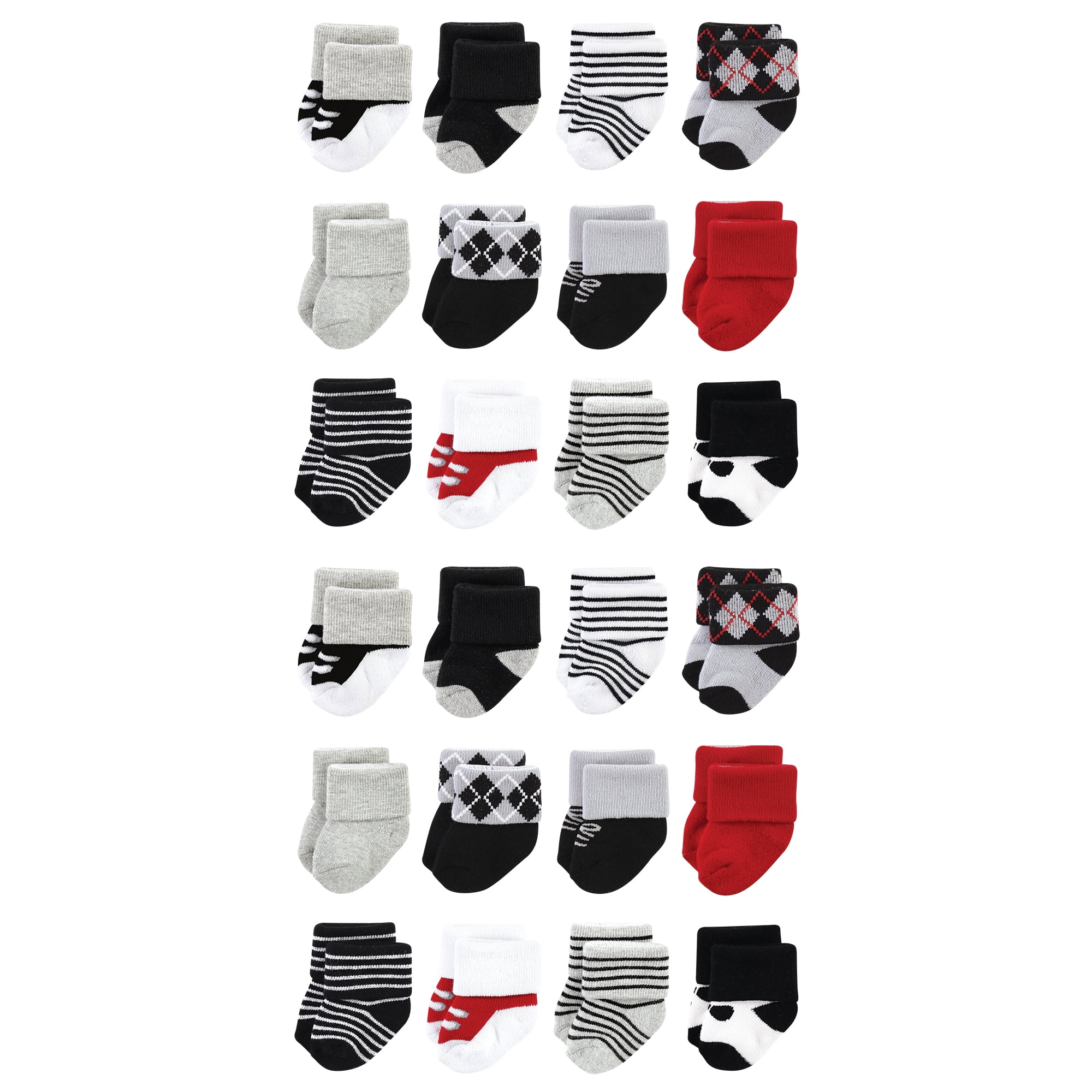 Little Treasure Baby Cotton Rich Terry Socks 24-Pack, Tuxedo, 0-6 ...