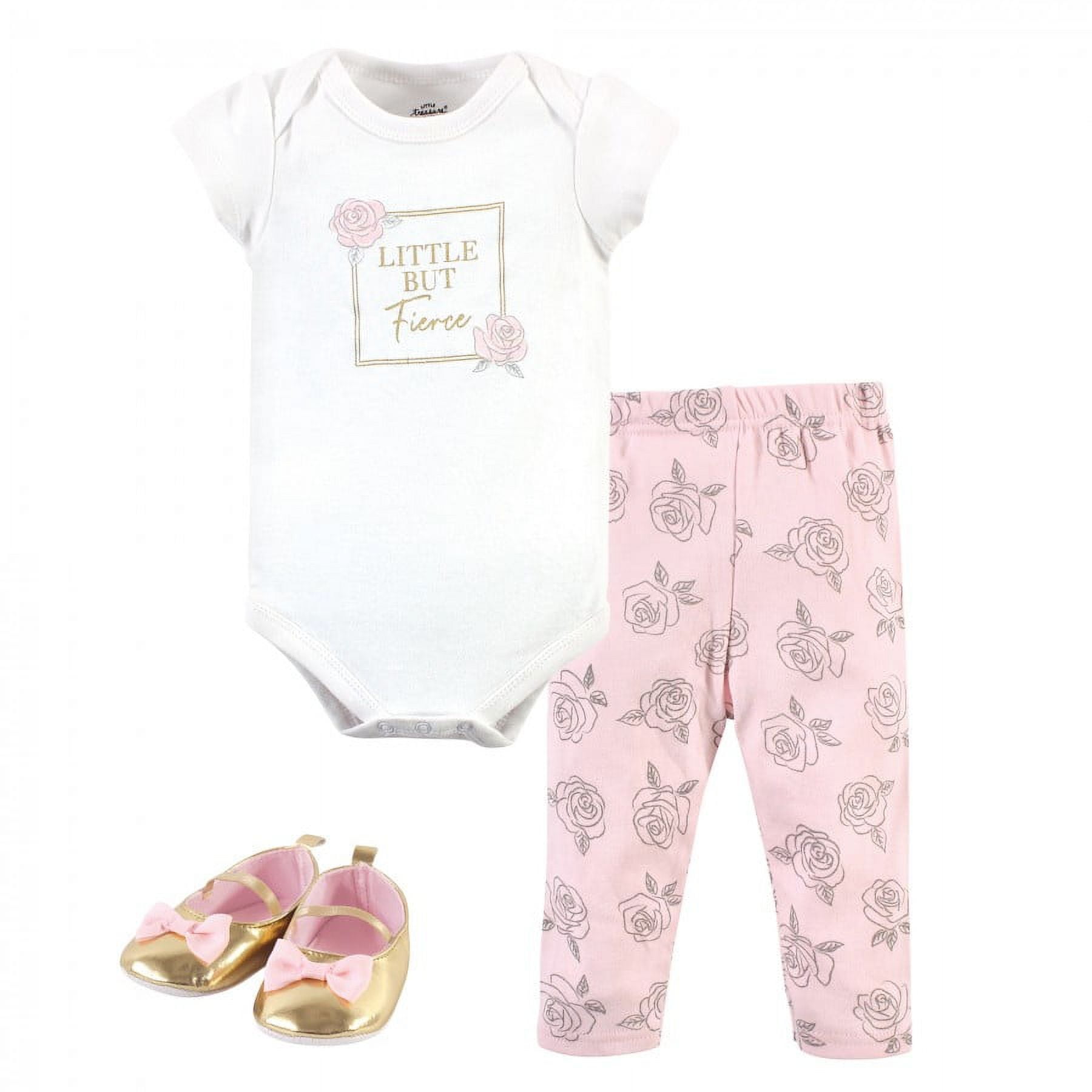 Little Treasure Baby Girl Cotton Bodysuit, Pant and Shoe 3pc Set ...