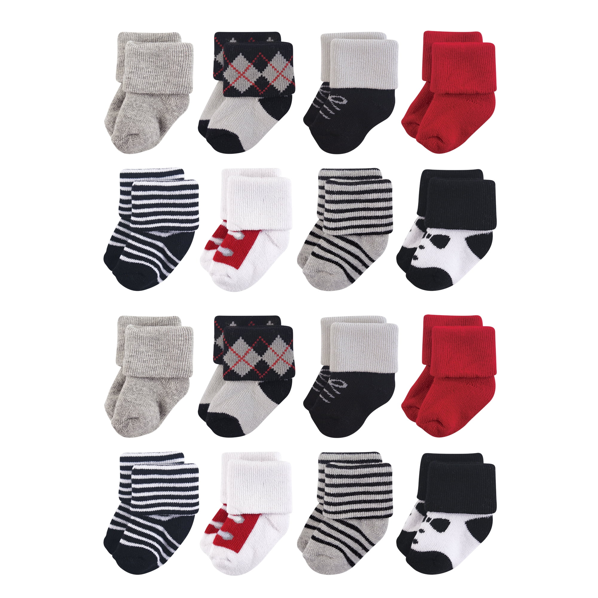 Little Treasure Baby Cozy Cotton Terry Socks 16-Pack, Tuxedo, 6-12 ...