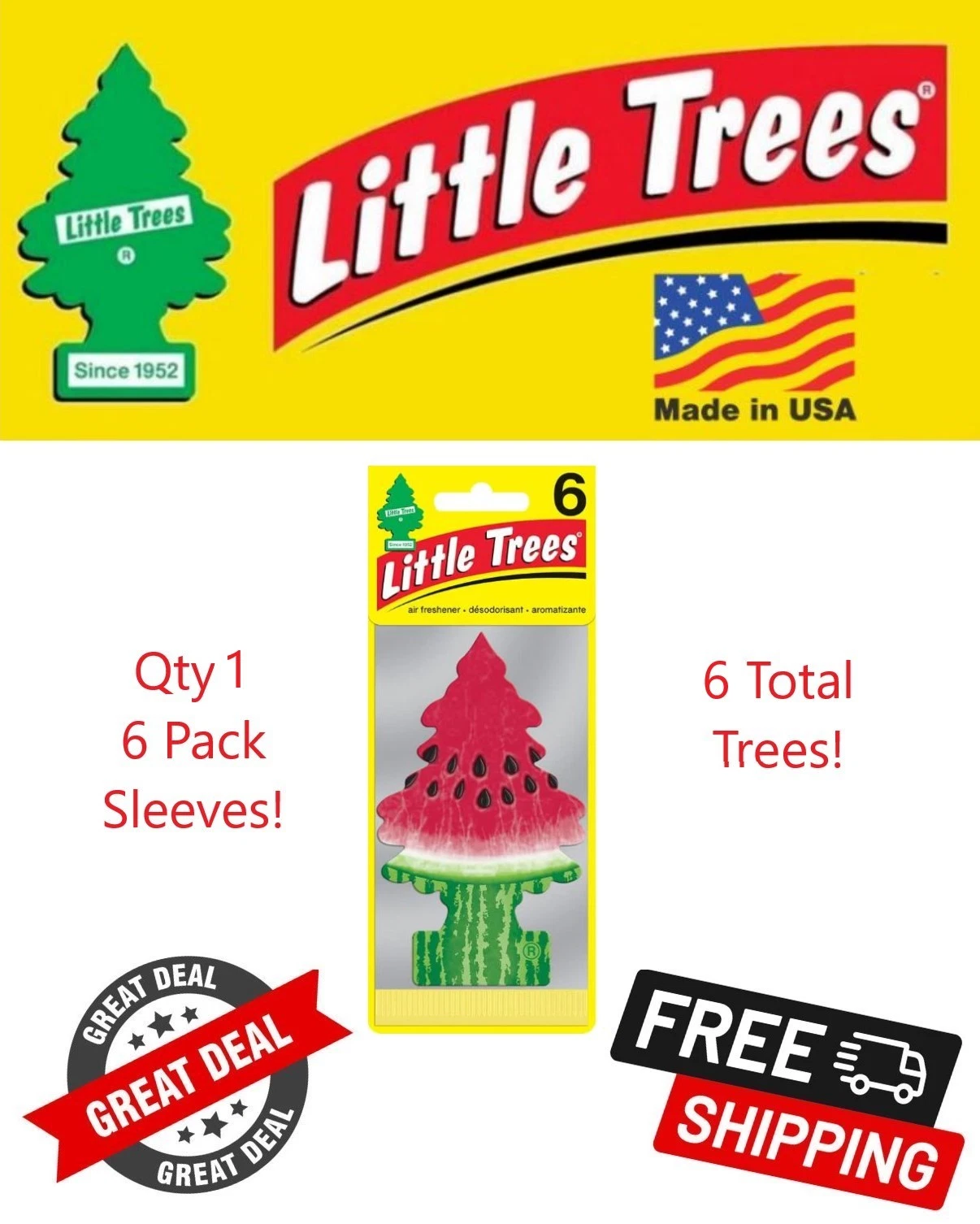 Little Trees 60320 Watermelon Hanging Air Freshener For Car & Home 6 ...