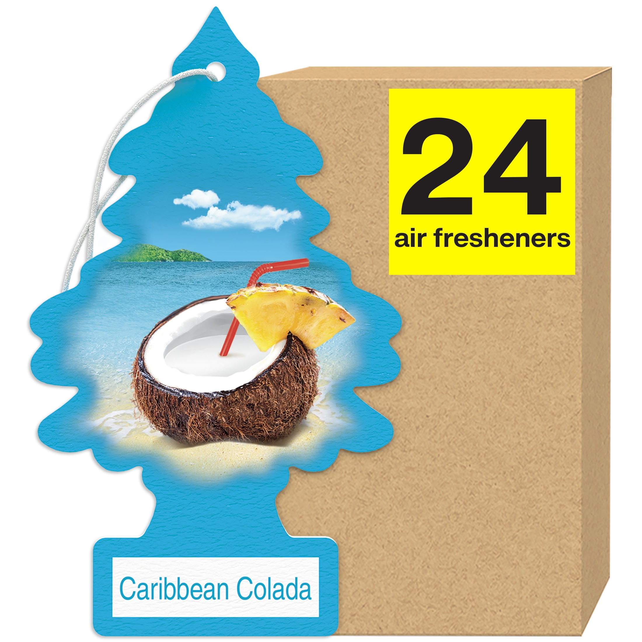 Little Trees Auto Air Freshener, Hanging Card, Caribbean Colada 24-Pack ...