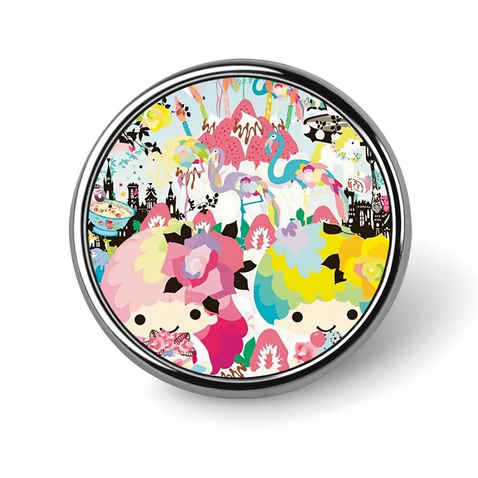 Little Twin Stars 548 DIY Round Badge Aluminum Alloy Badges Fashionable ...