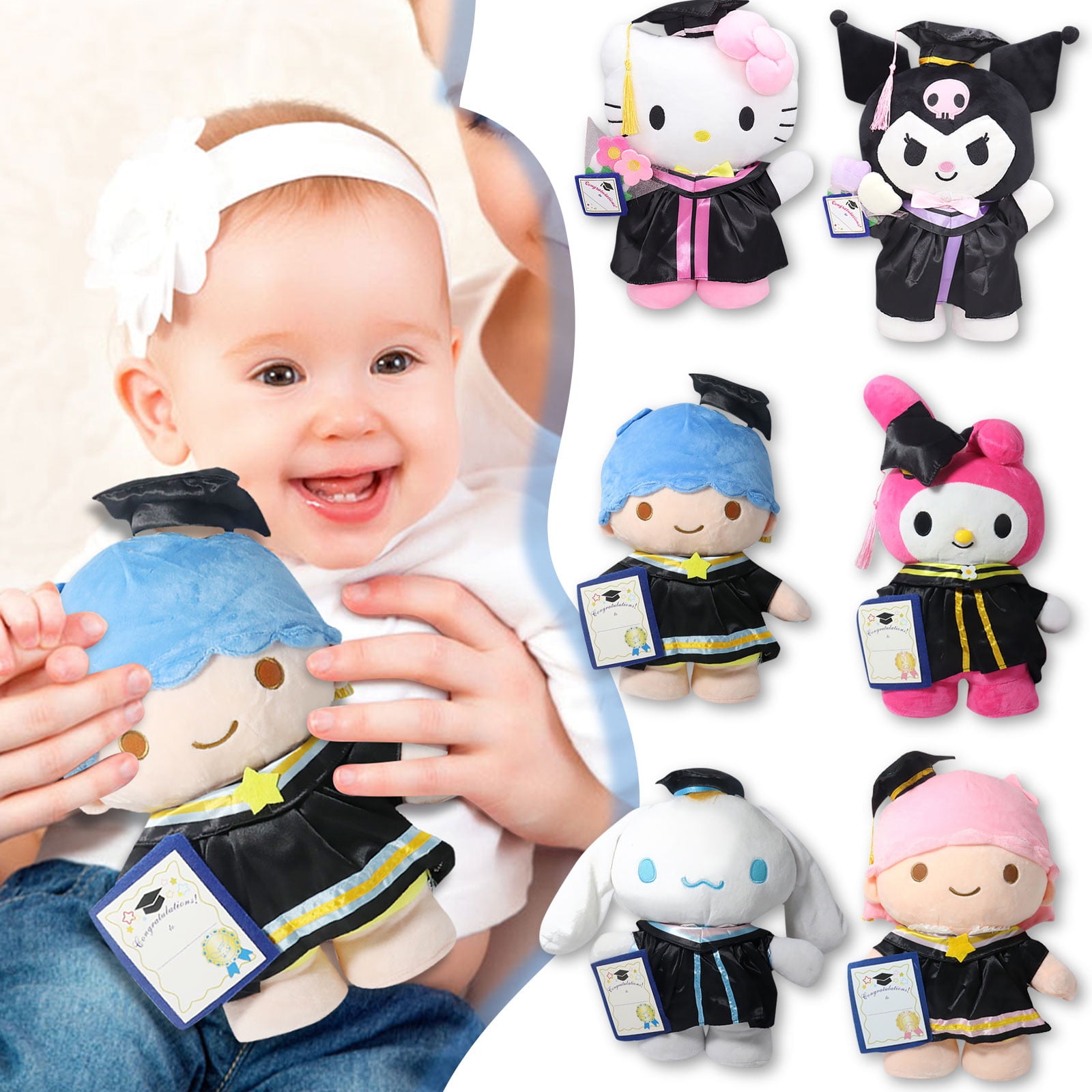 Little Twin Stars - Blue 2025 Graduation Plush, 15" Cute Kitty Cartoon ...