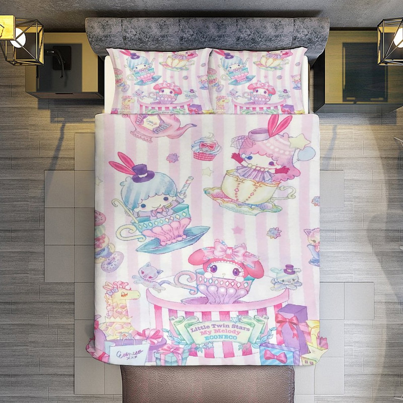 Little Twin Stars And My Melody Bedding Duvet Cover Queen Size for Kids ...