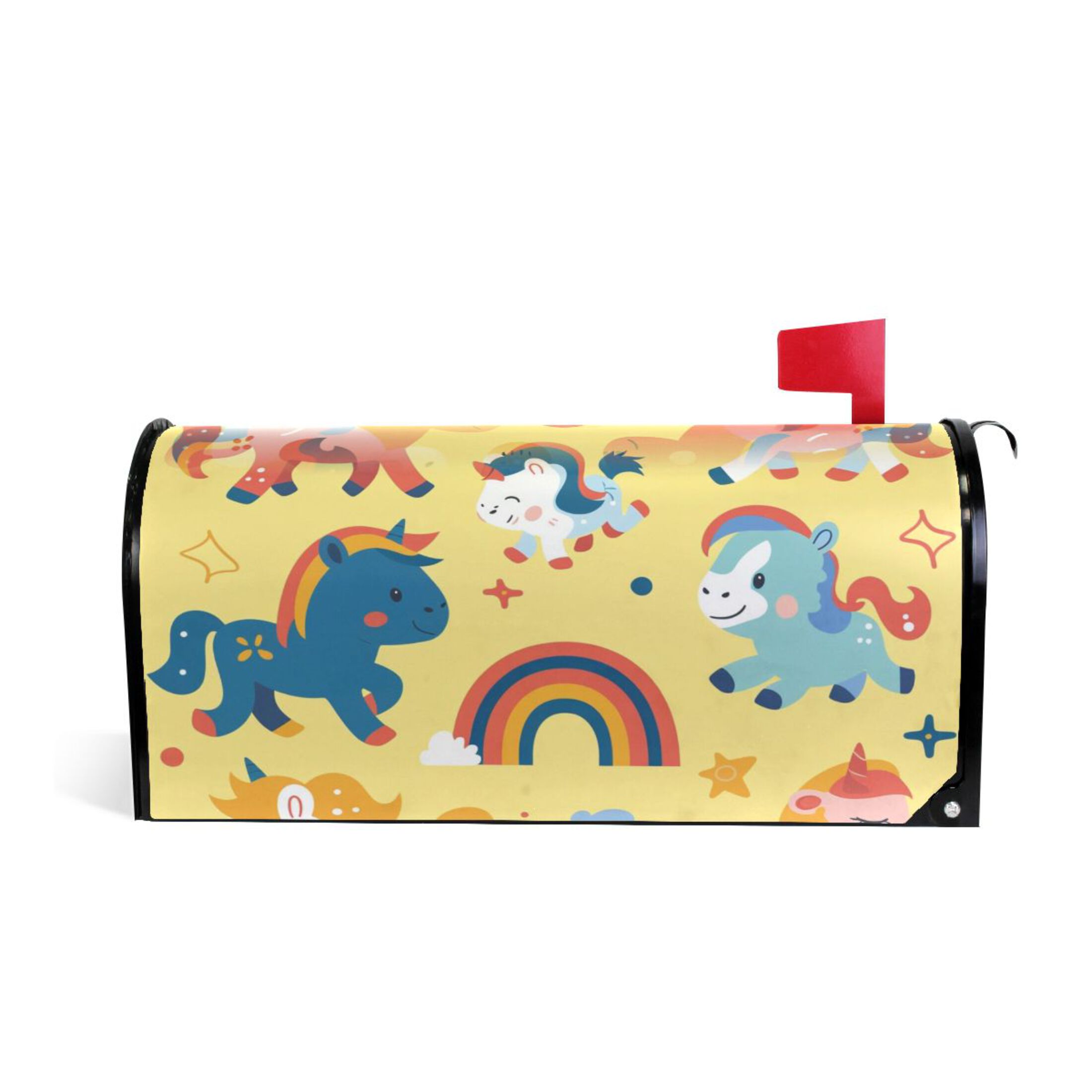Little Unicorns and Rainbow Magnetic Mailbox Covers 21" X 18" Post ...