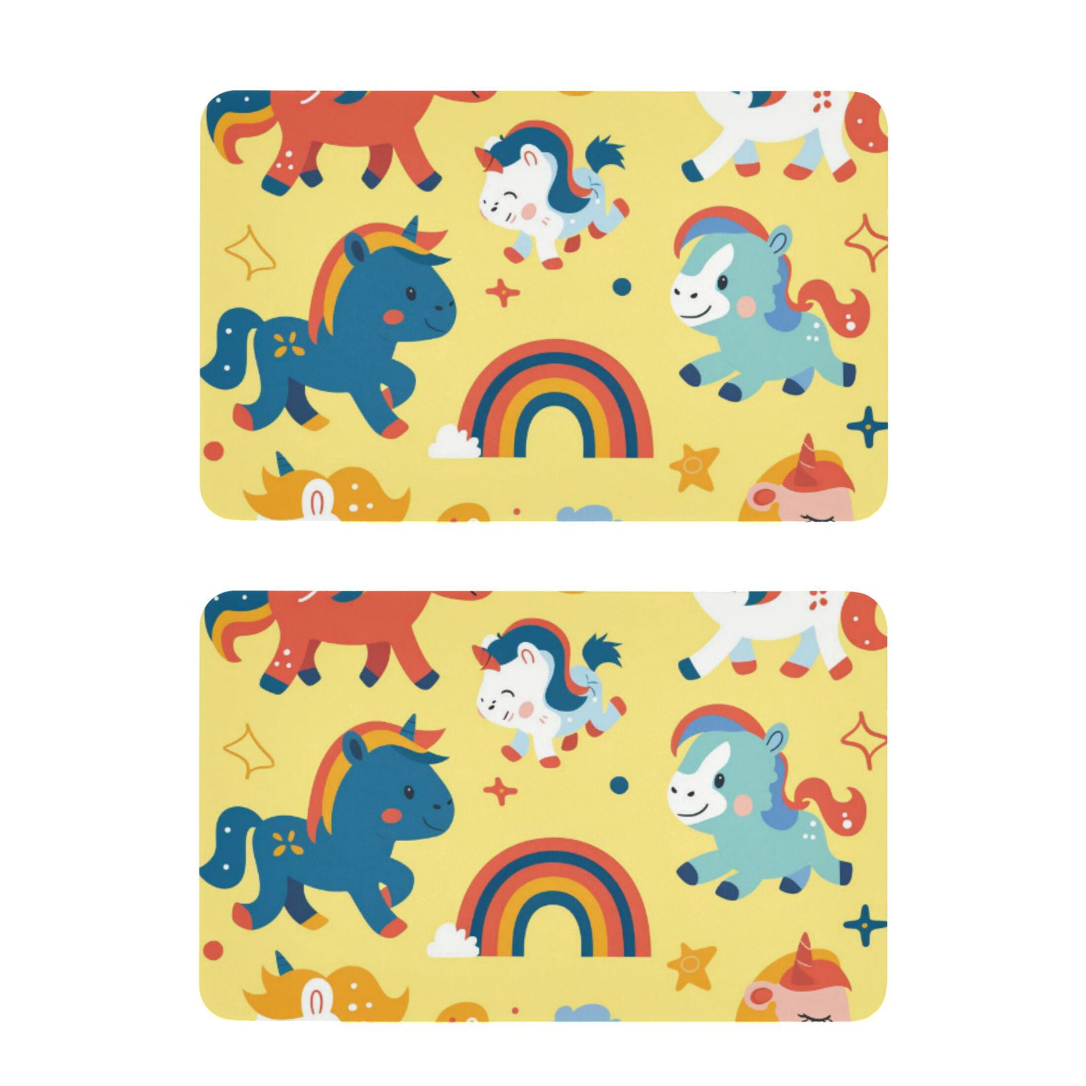 Little Unicorns and Rainbow Refrigerator Magnet Stickers Square Fridge ...