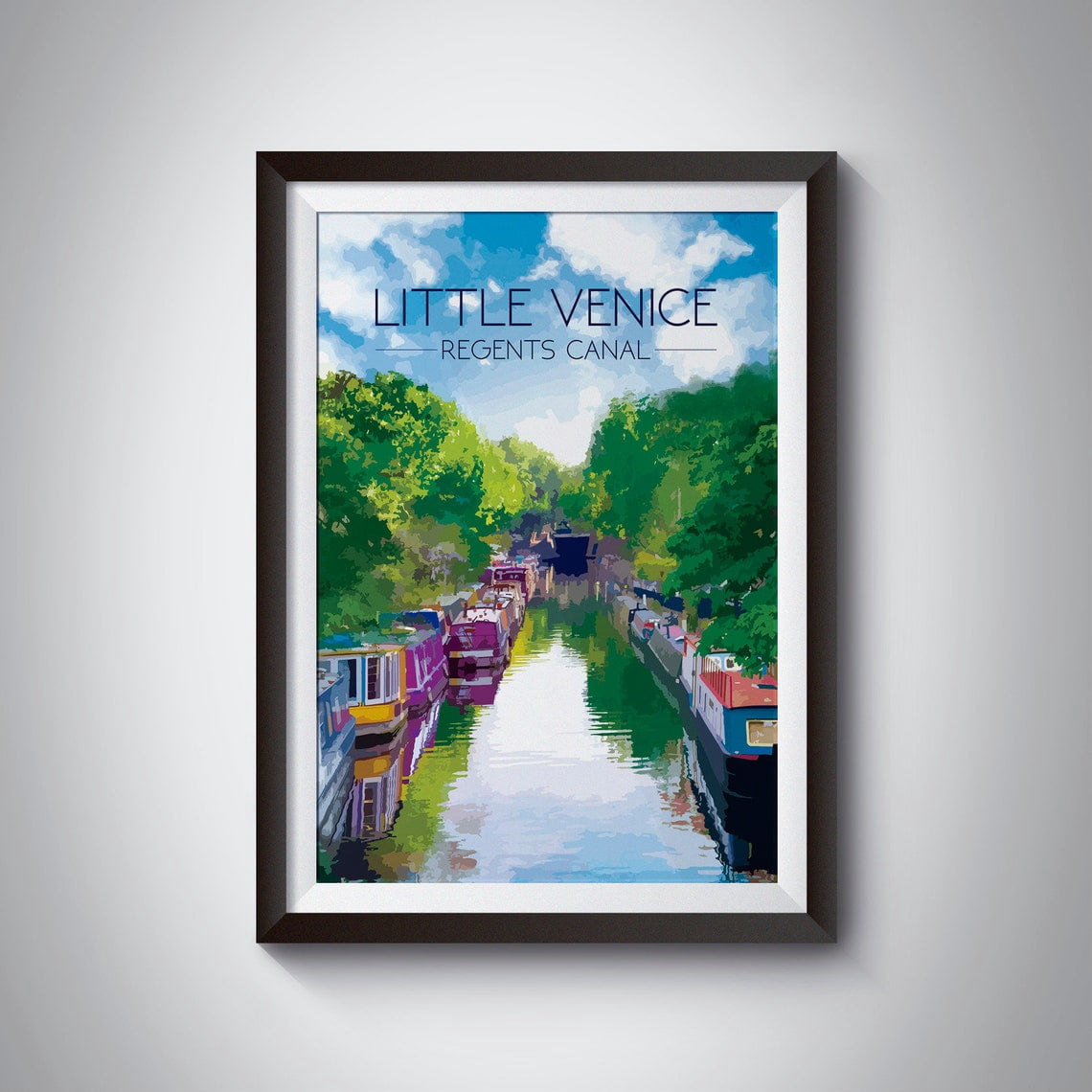 Little Venice, Regents Canal Poster, London, Narrowboat Art, Houseboat ...