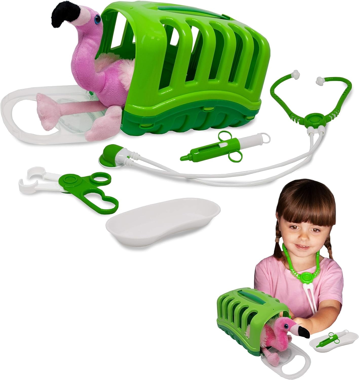 My Little Vet Basket Flamingo Toy from Deluxebase. Pretend Play Pet ...