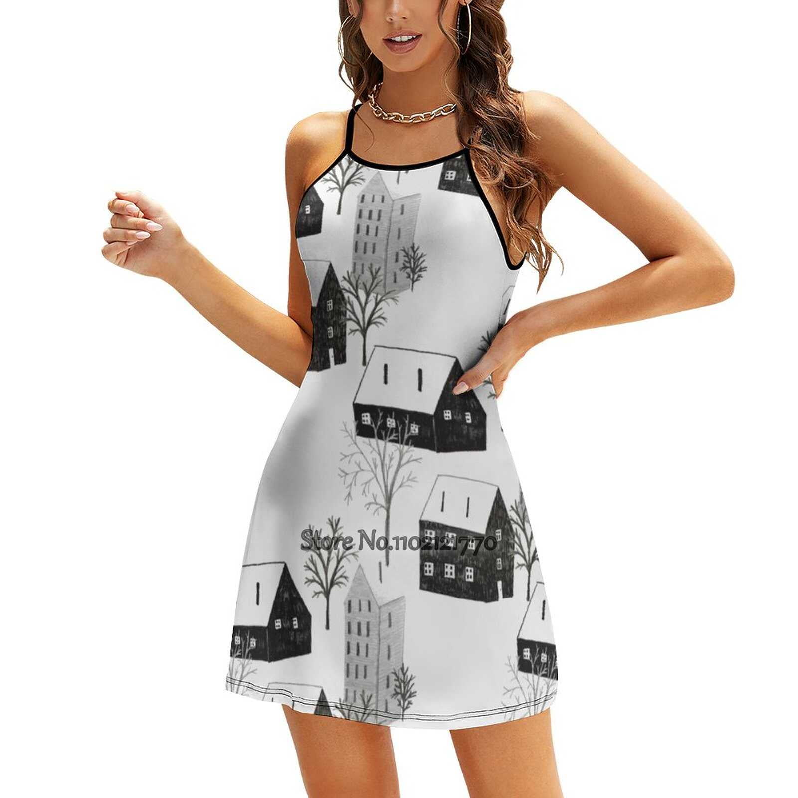 Little Village Repeat Pattern Square Neck Dress Back Lacing Backless ...