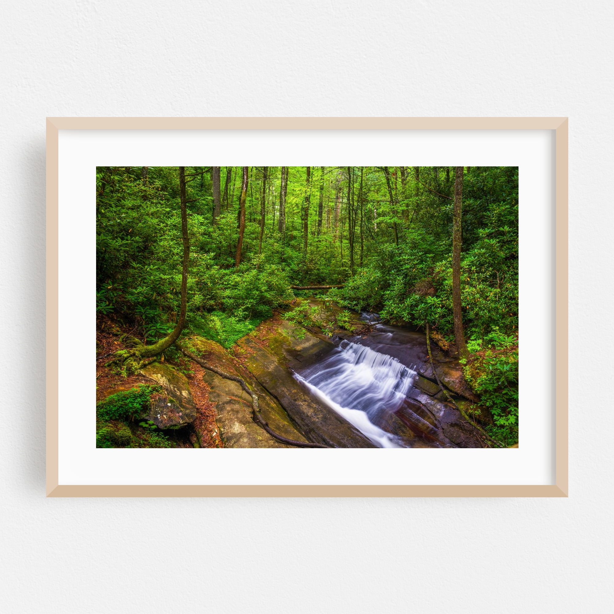 Little Waterfalls - South Carolina Photography Oak Framed Wall Art ...