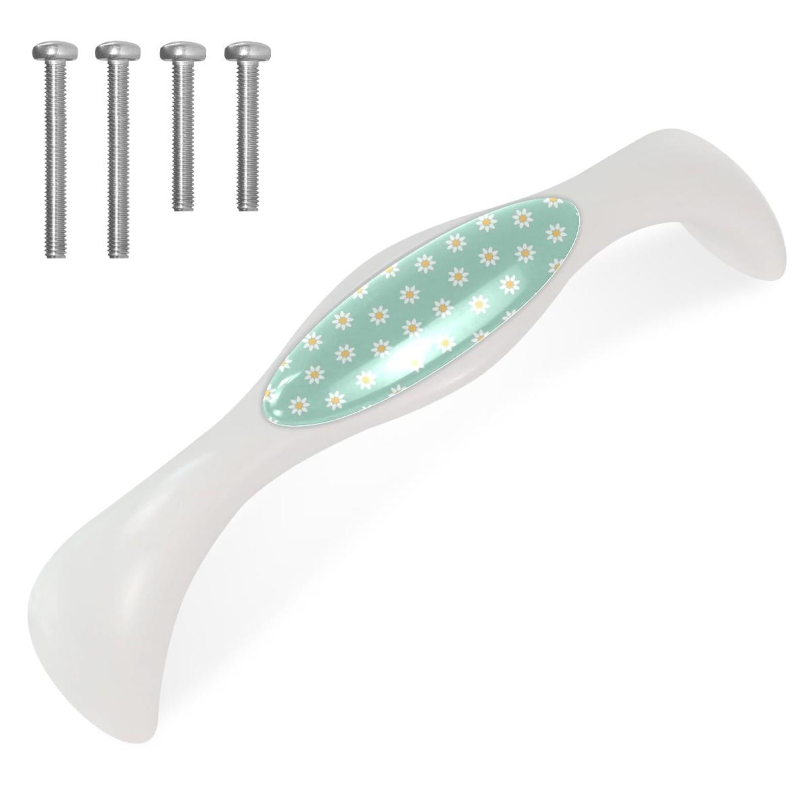 Little White Daisy Light Knob 4 Pack Arched Drawer Pulls Crystal Glass ...