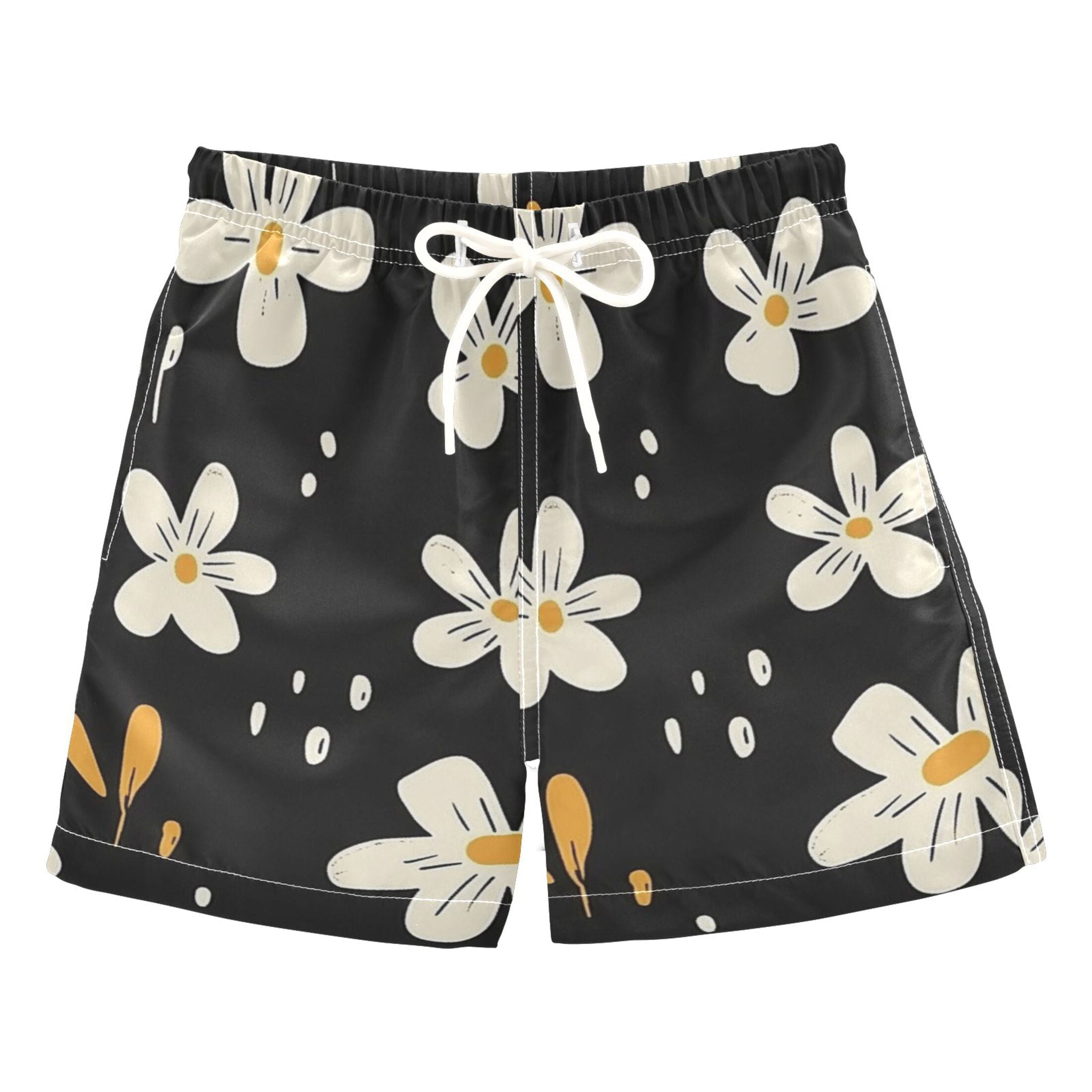 Little White Flower Boys Swim Trunks Quick Dry Boy Swim Shorts for 3-14 ...