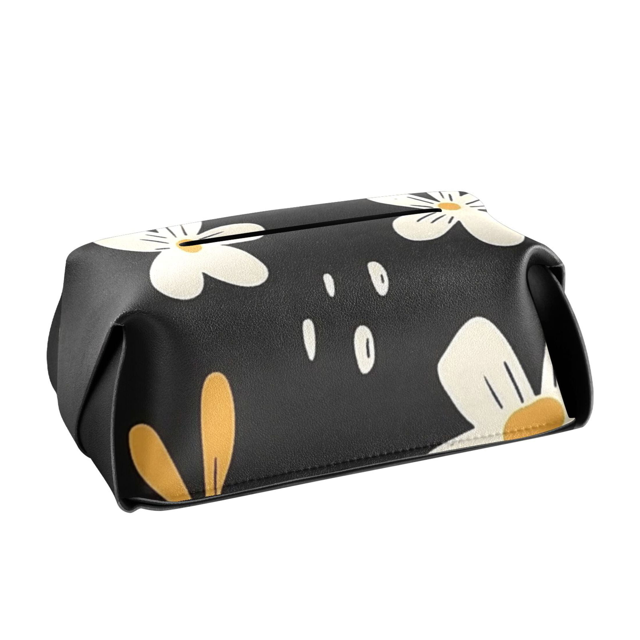 Little White Flower Tissue Box Cover Leather Square Rectangle Tissue ...