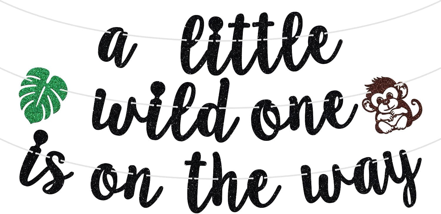 A Little Wild One is on the Way Banner, Safari Welcome Baby Sign ...