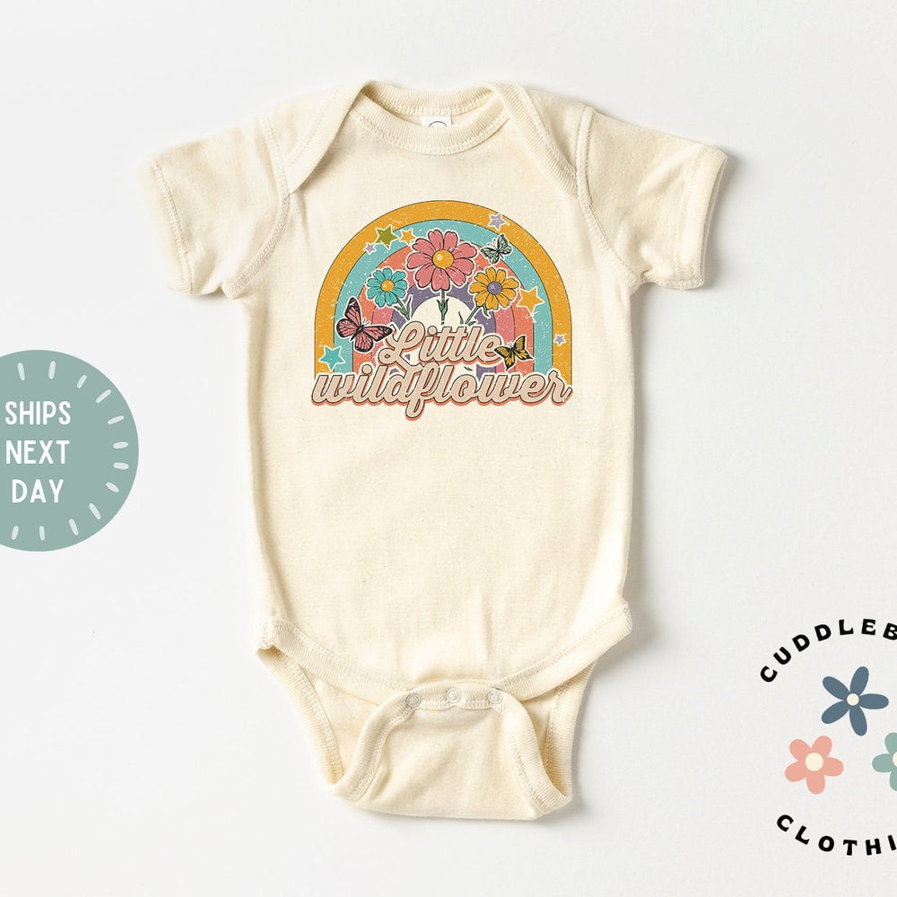 Little Wildflower Bodysuit, Wildflower Baby Bodysuit, Boho Rainbow Wildflower , Baby Shower, New ...